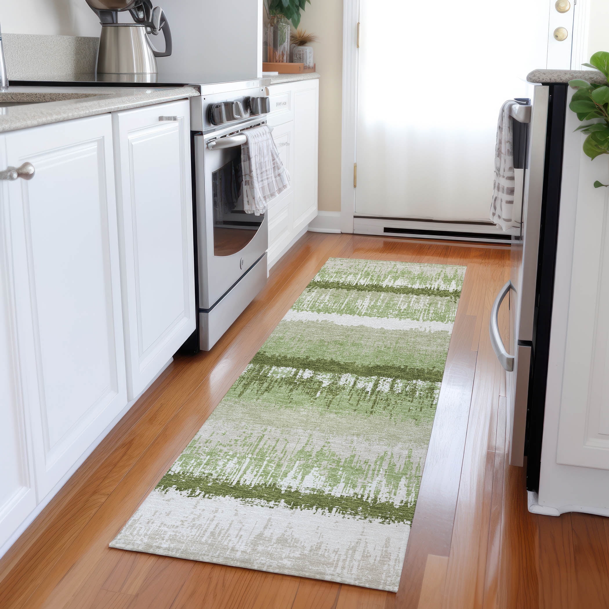 Addison Rugs Chantille Indoor/Outdoor Transitional Stripes Aloe Washable Runner Rug, 2'3" x 7'6 ...