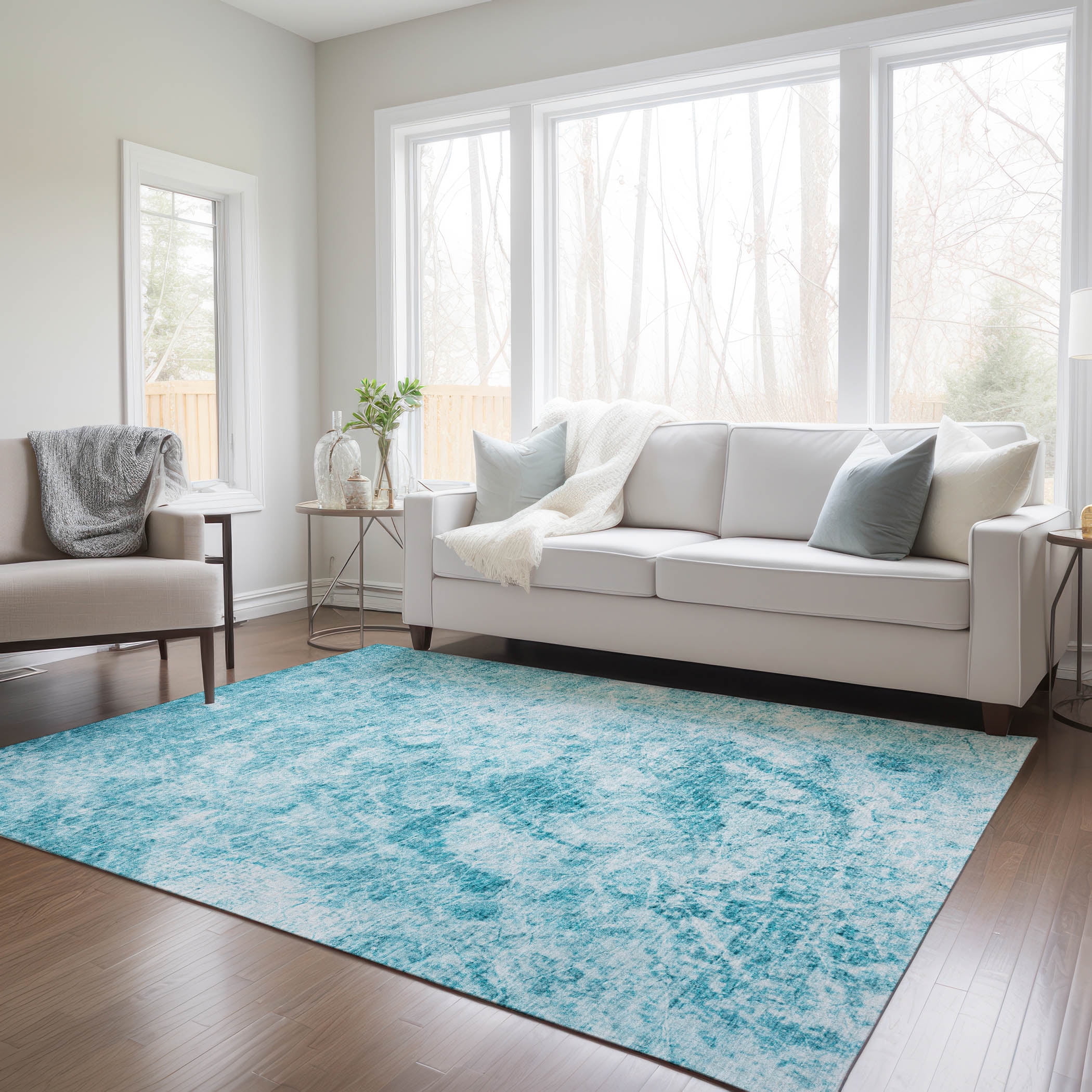 Addison Rugs Chantille Indoor/Outdoor Transitional Organic Teal ...