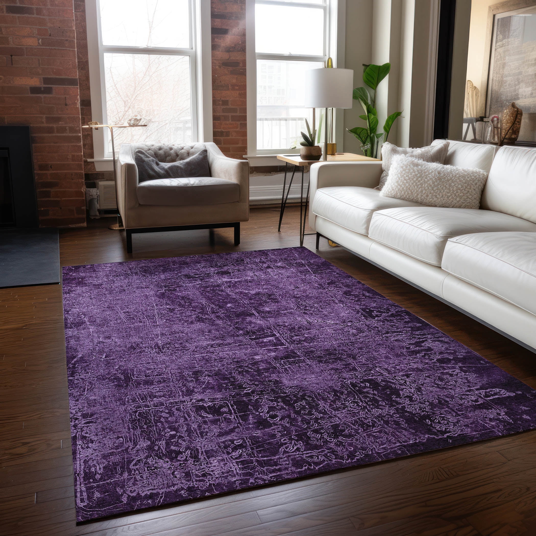 Addison Rugs Chantille Indoor/Outdoor Transitional Organic Purple ...