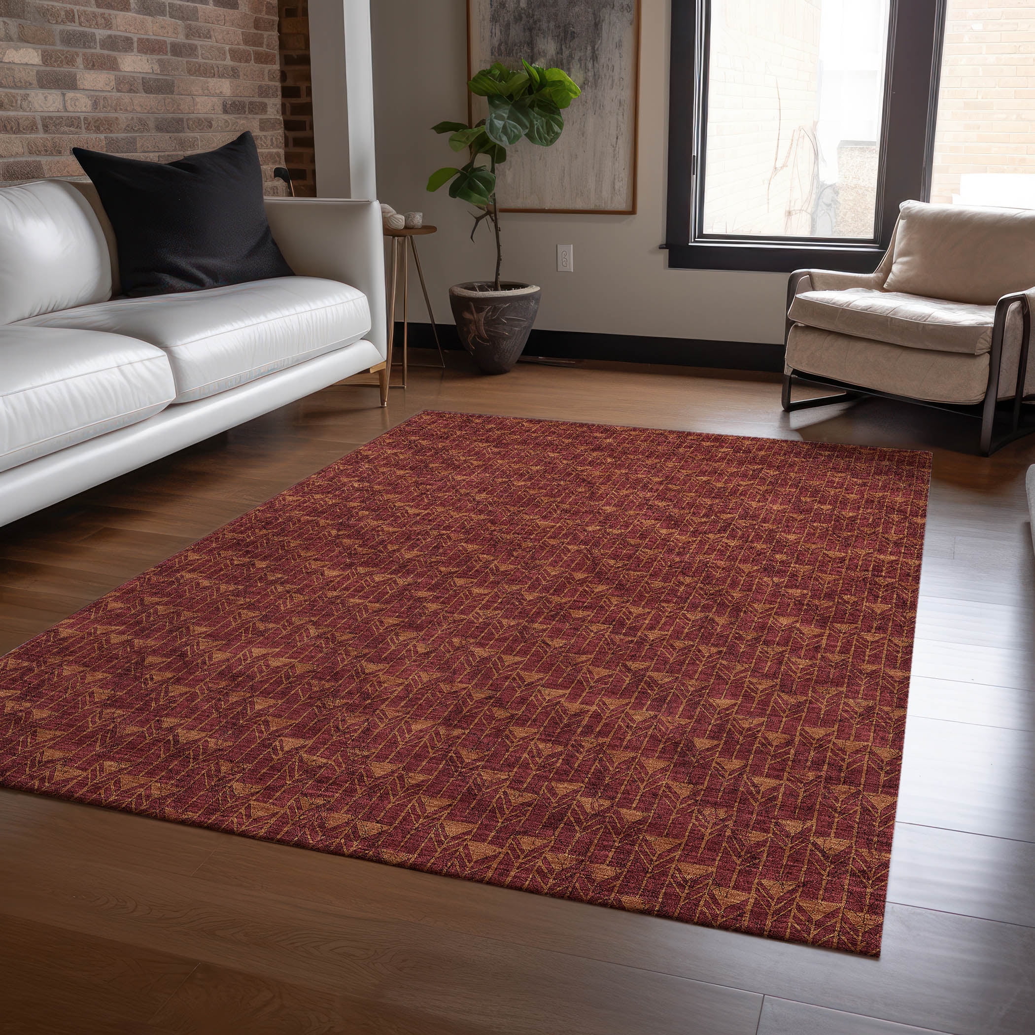 Addison Rugs Chantille Burgundy Rectangle Rug, Geometric Arrows ...