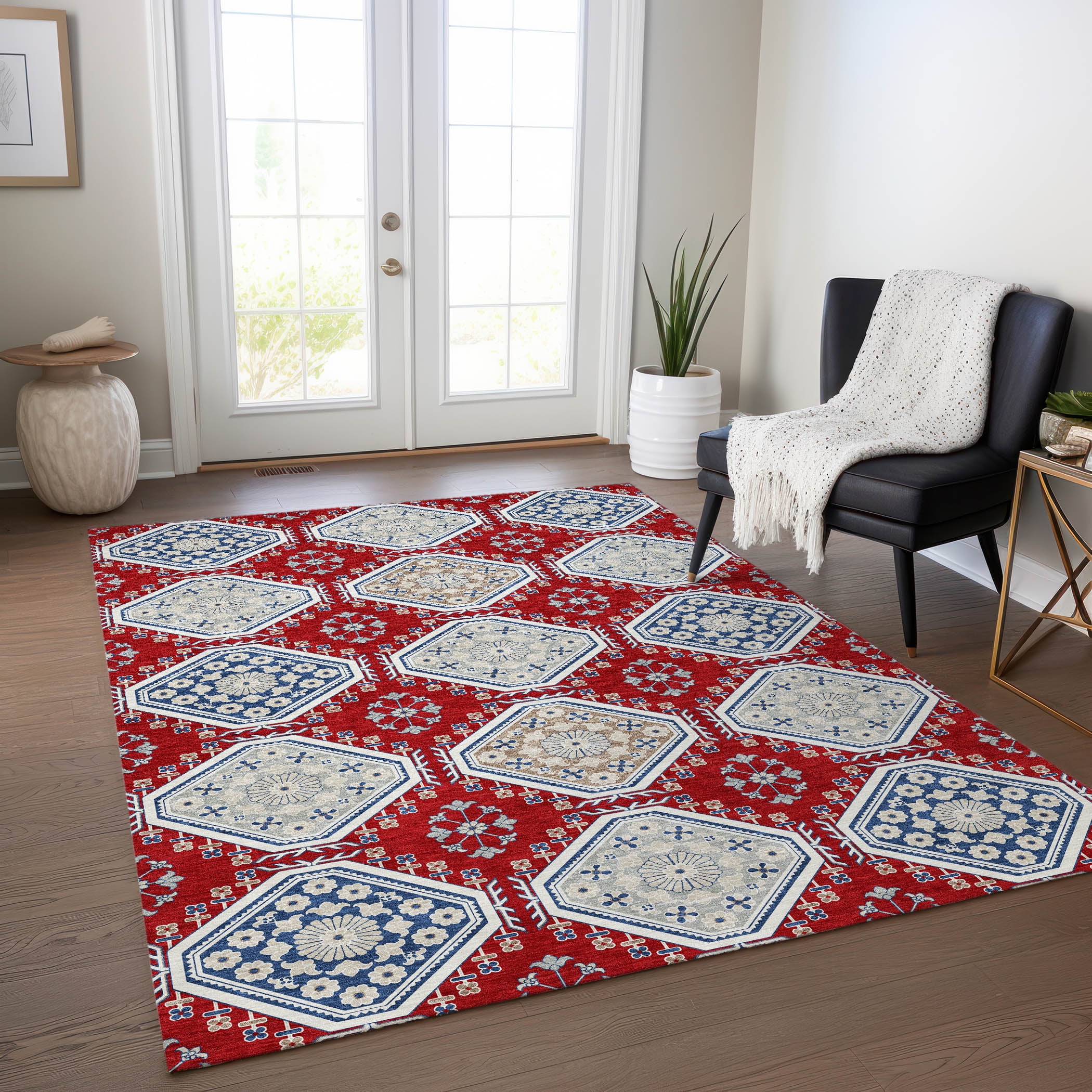 Addison Rugs Chantille Indoor/Outdoor Transitional Formal Red Washable ...