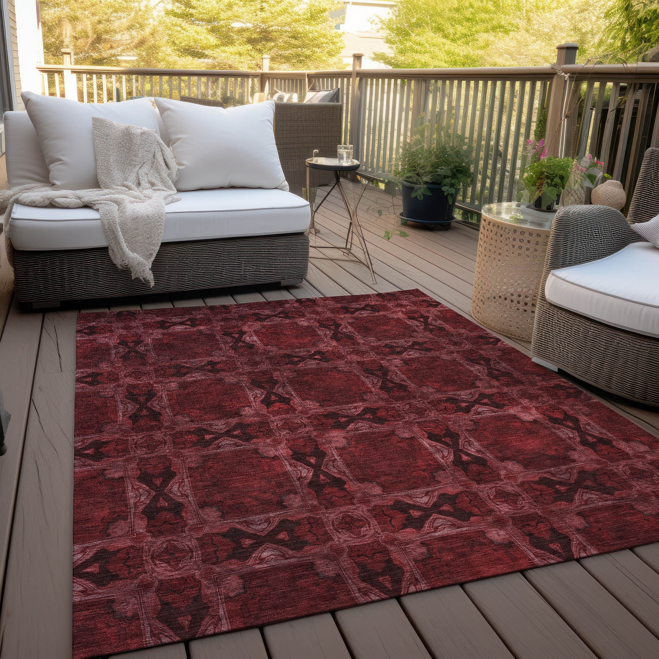 Addison Rugs Machine Washable Indoor/ Outdoor Boho Medallions Chantille ...