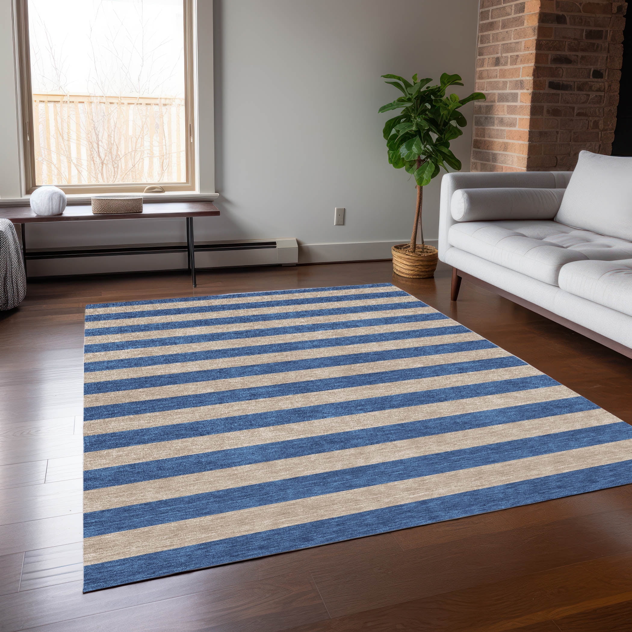Addison Rugs Chantille Indoor/Outdoor Transitional Stripes Tan Washable ...