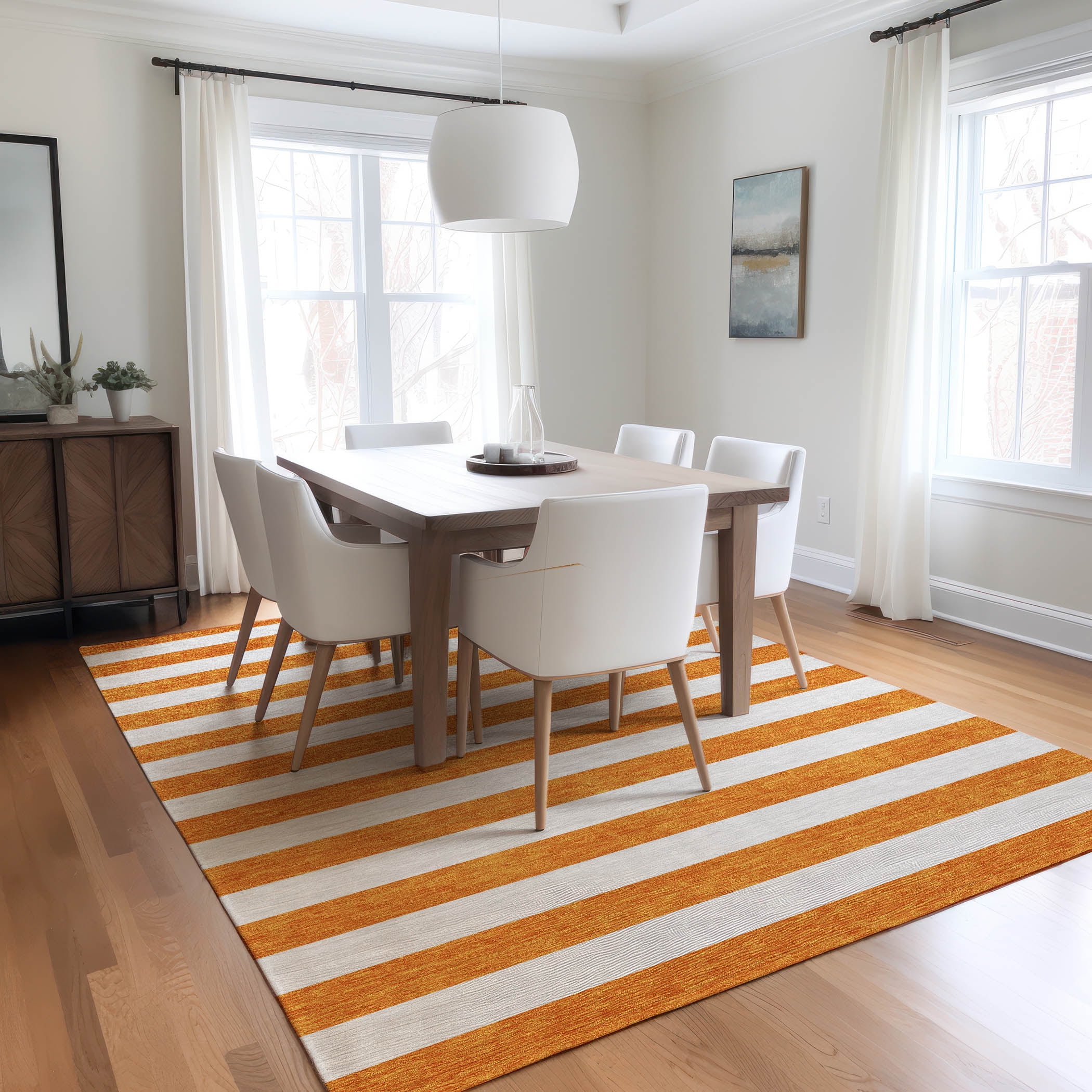 Addison Rugs Chantille Indoor/Outdoor Transitional Stripes Orange ...