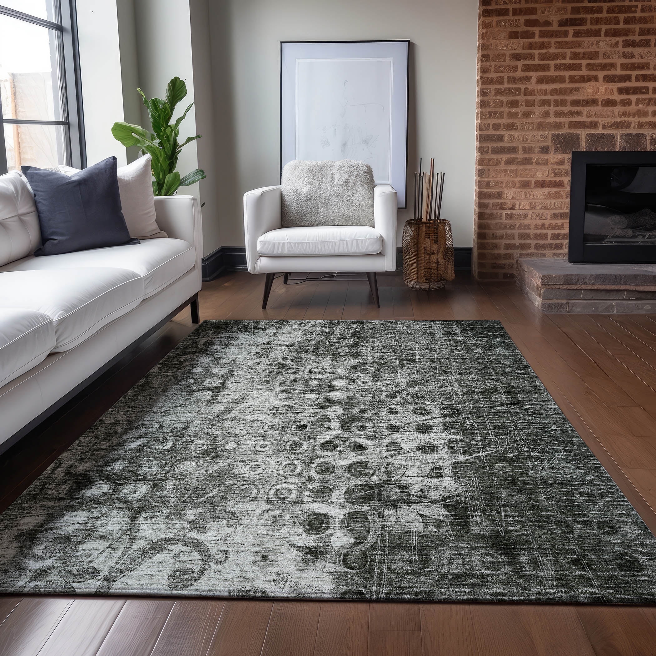 Addison Rugs Chantille Indoor/Outdoor Transitional Ikat Charcoal ...