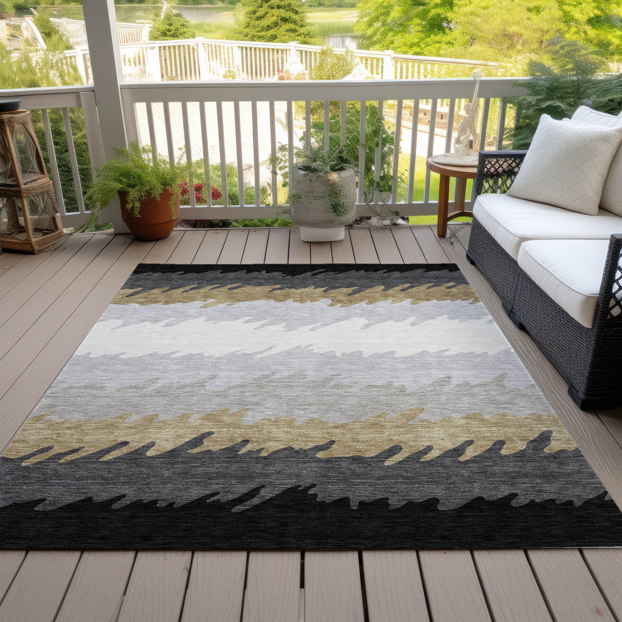 Addison Rugs Machine Washable Indoor/ Outdoor Chantille Abstract Ombre ...