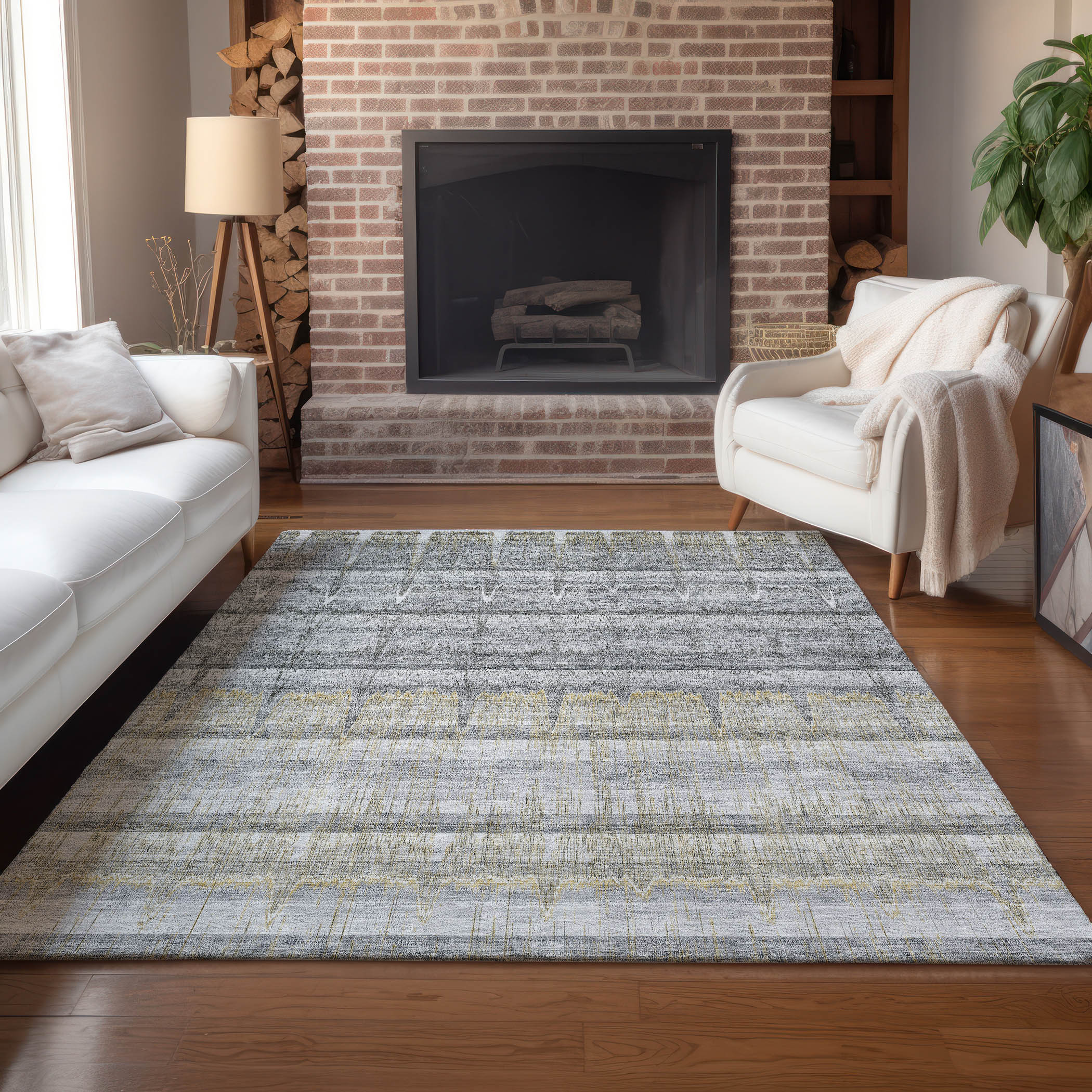 Addison Rugs Chantille Indoor/Outdoor Transitional Stripes Gray ...