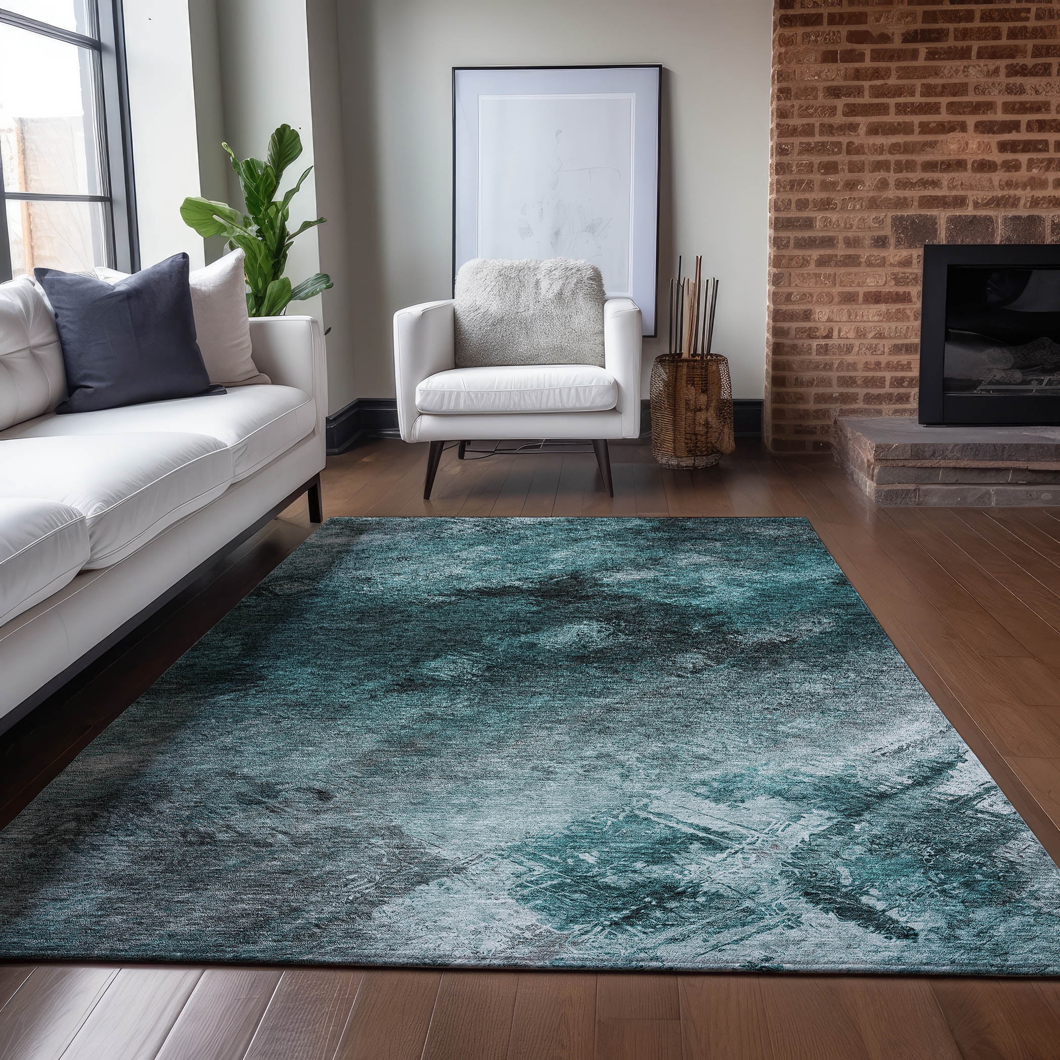 Addison Rugs Chantille Indoor/Outdoor Transitional Modern Teal Washable ...