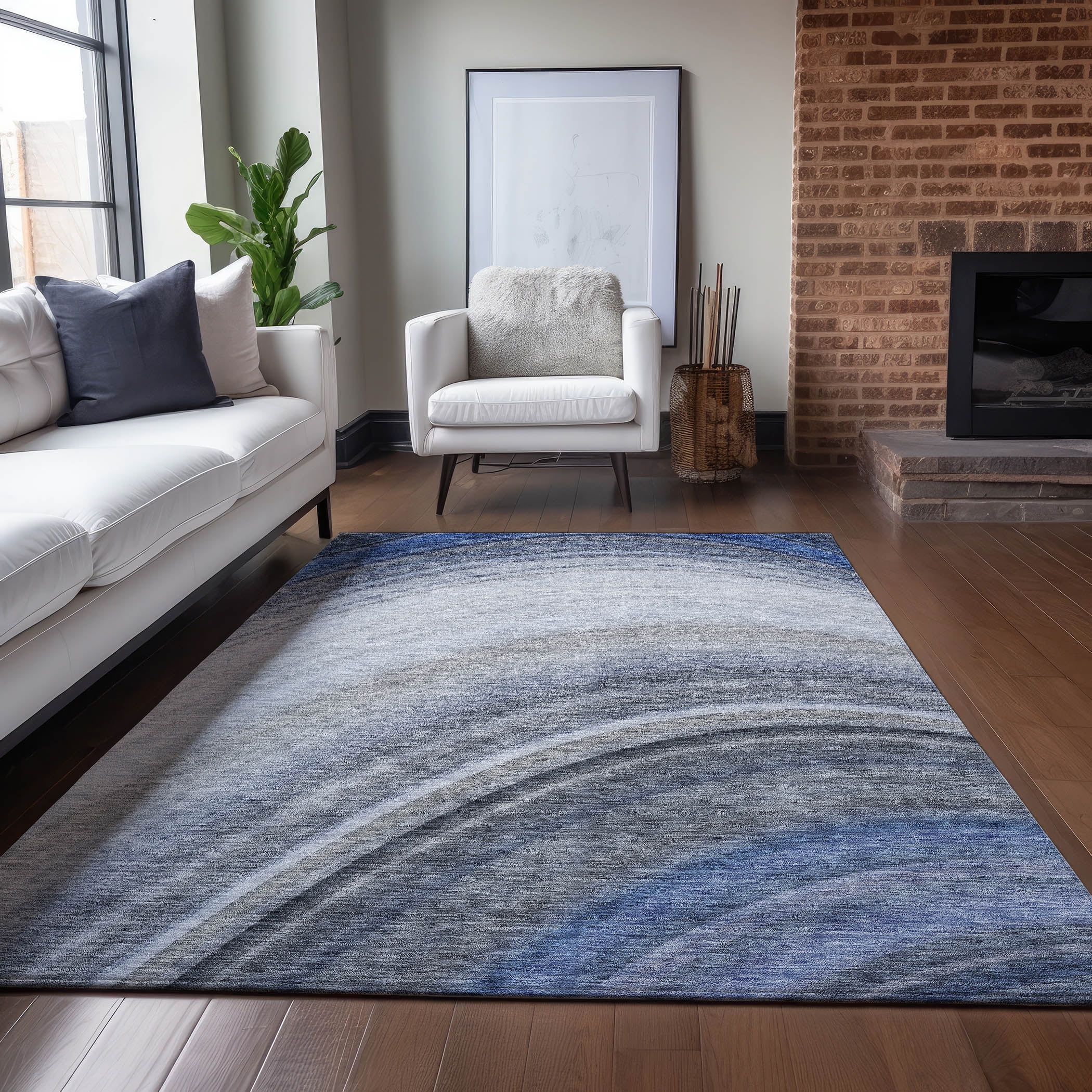 Addison Rugs Chantille Indoor/Outdoor Transitional Waves Blue Washable ...