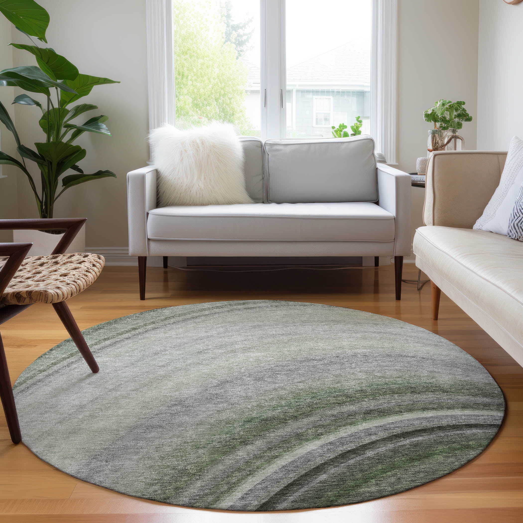 Addison Rugs Chantille Indoor/Outdoor Transitional Waves Green Washable ...