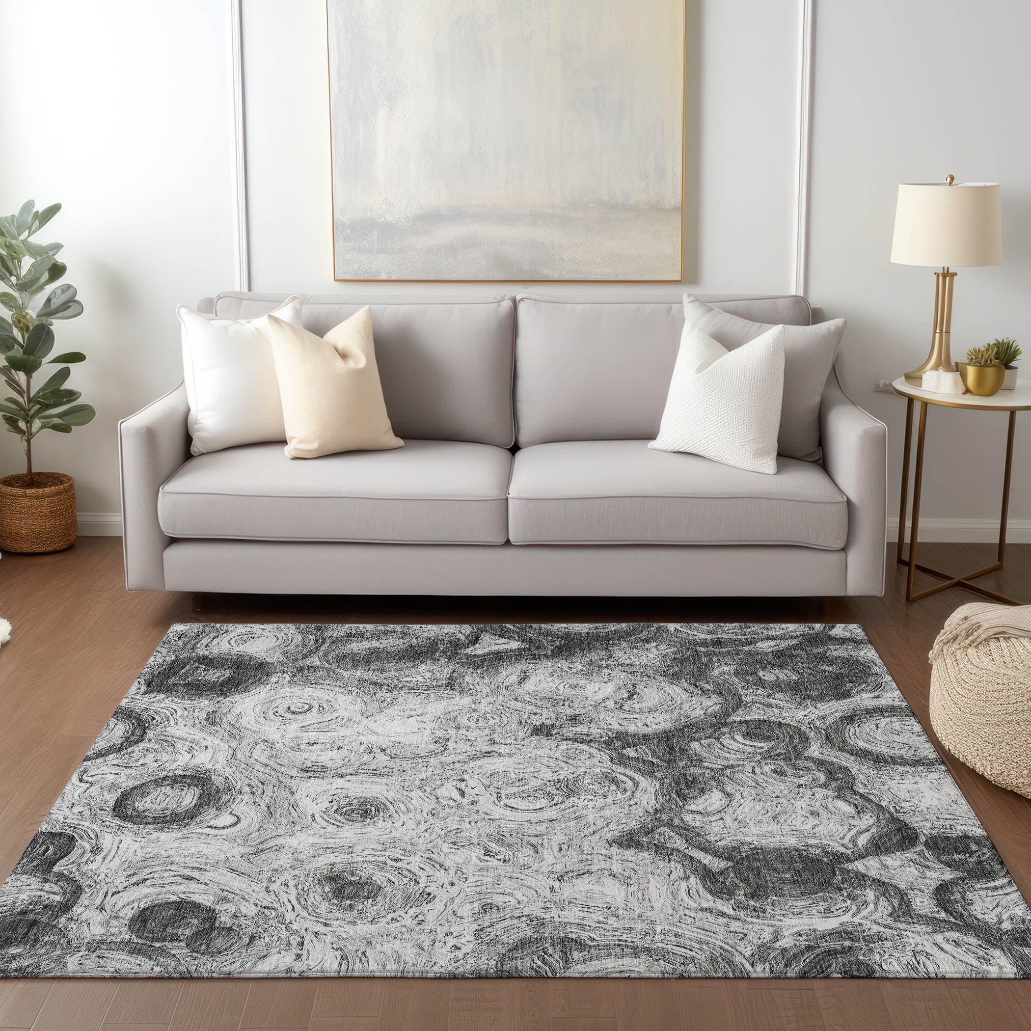 Addison Rugs Chantille Indoor/Outdoor Transitional Circles Gray ...