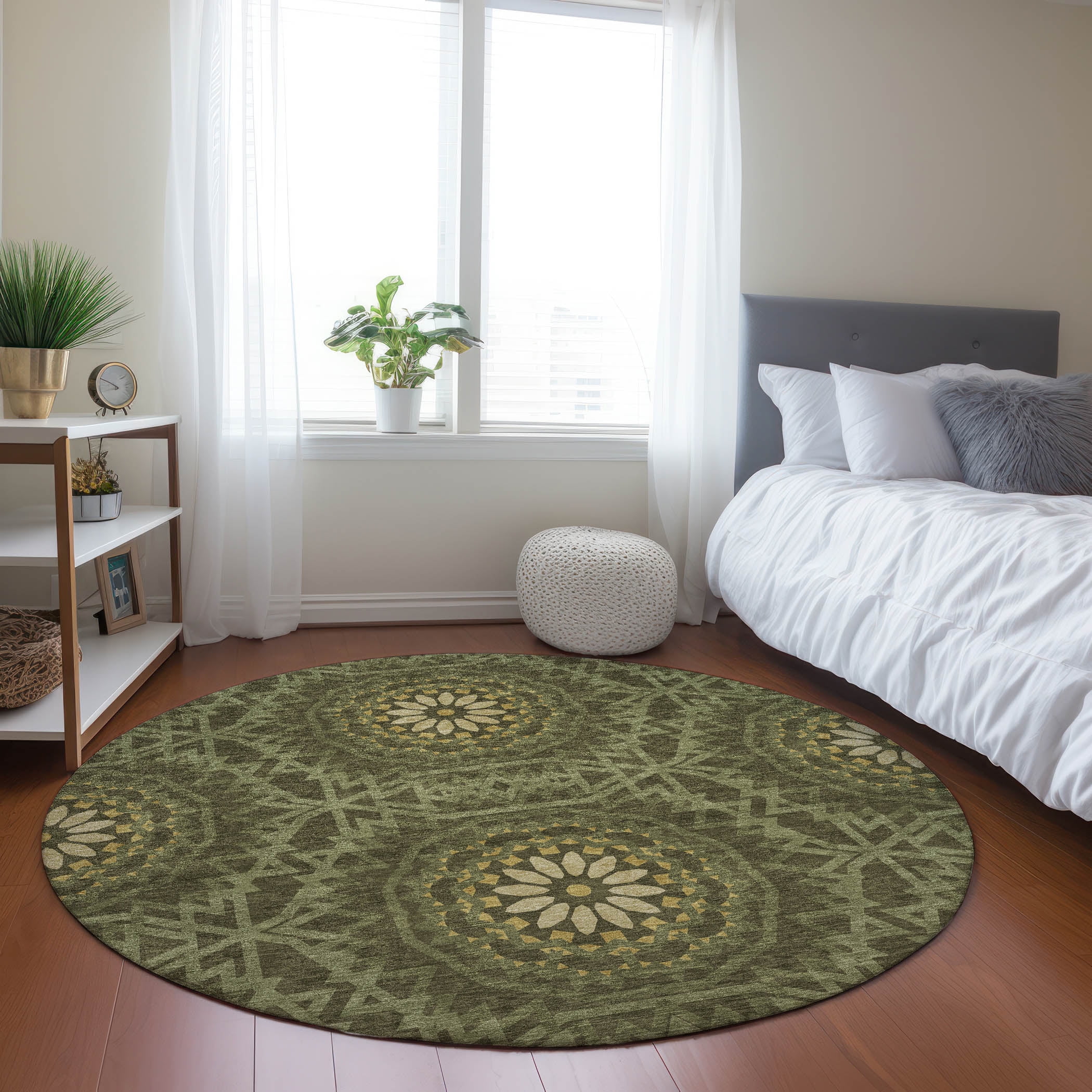 Addison Rugs Chantille Indoor/Outdoor Transitional Circles Olive ...