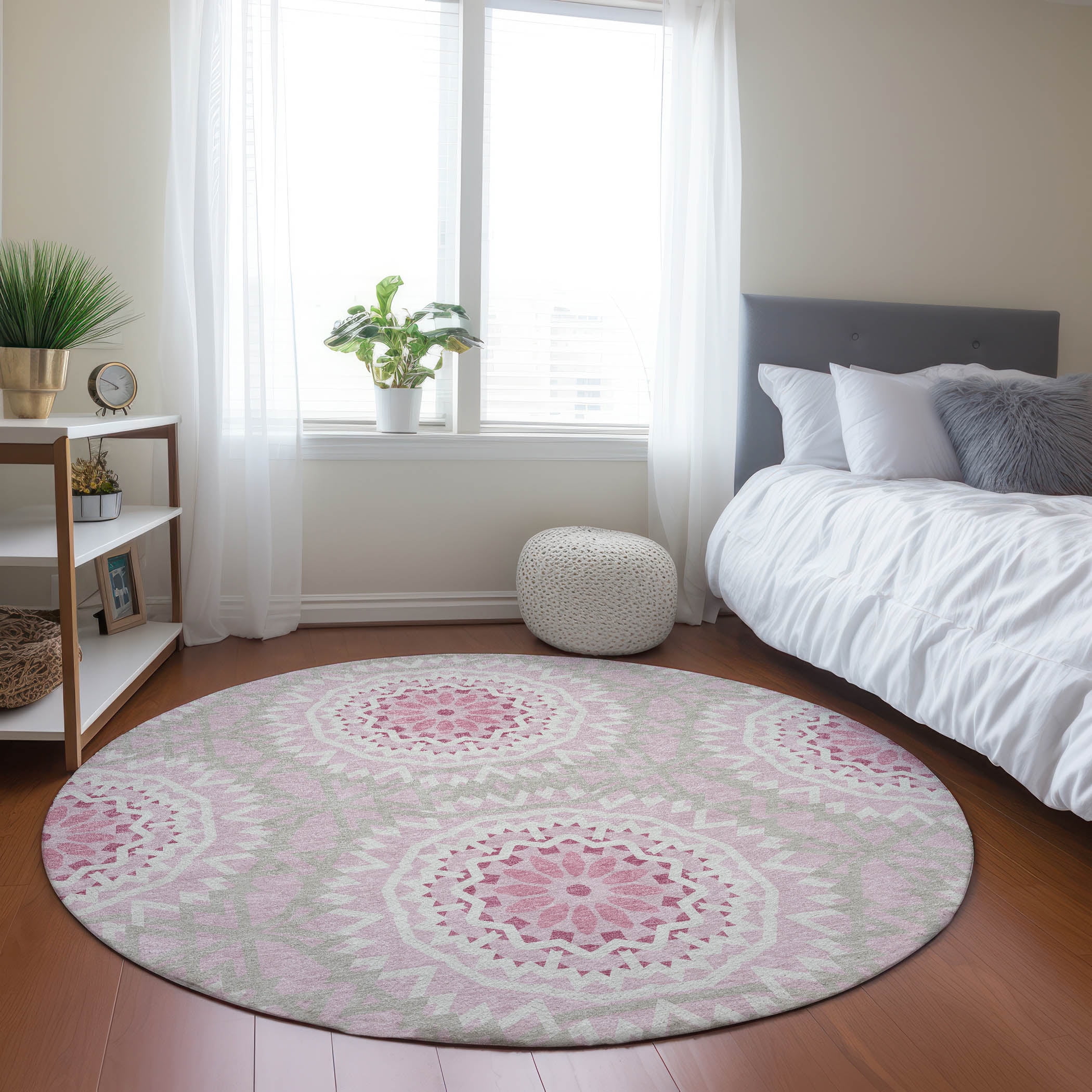 Addison Rugs Chantille Indoor/Outdoor Transitional Circles Pink ...