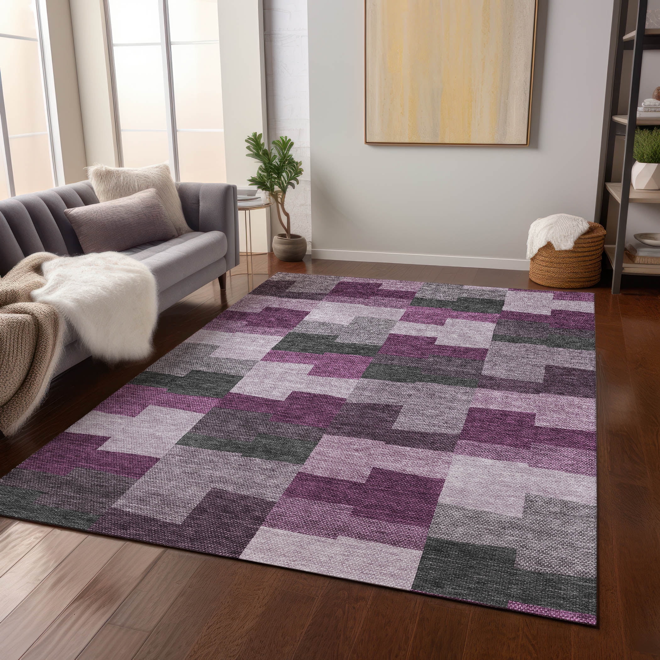 Addison Rugs Chantille Indoor/Outdoor Transitional Geometric Merlot ...
