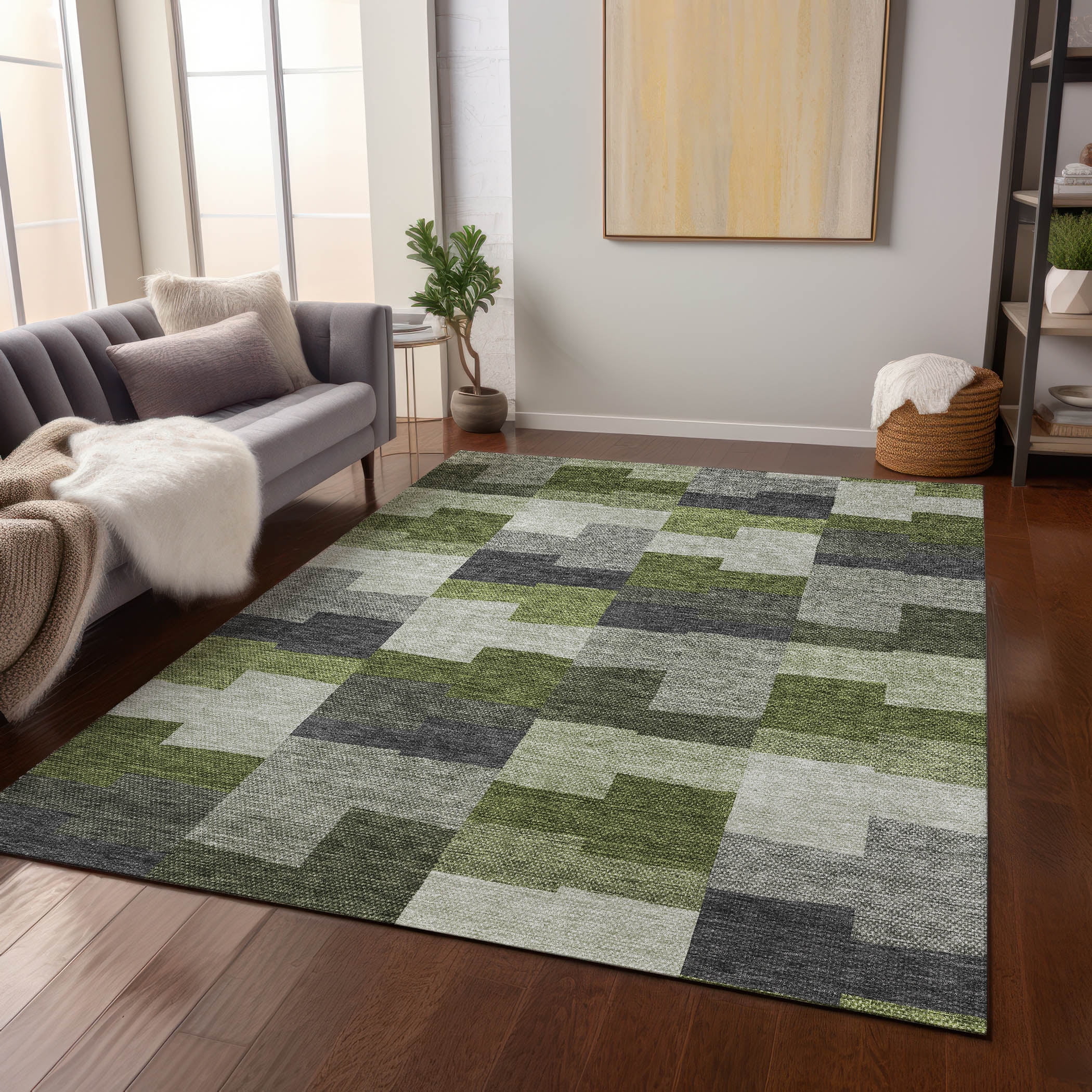 Addison Rugs Chantille Indoor/Outdoor Transitional Geometric Olive ...