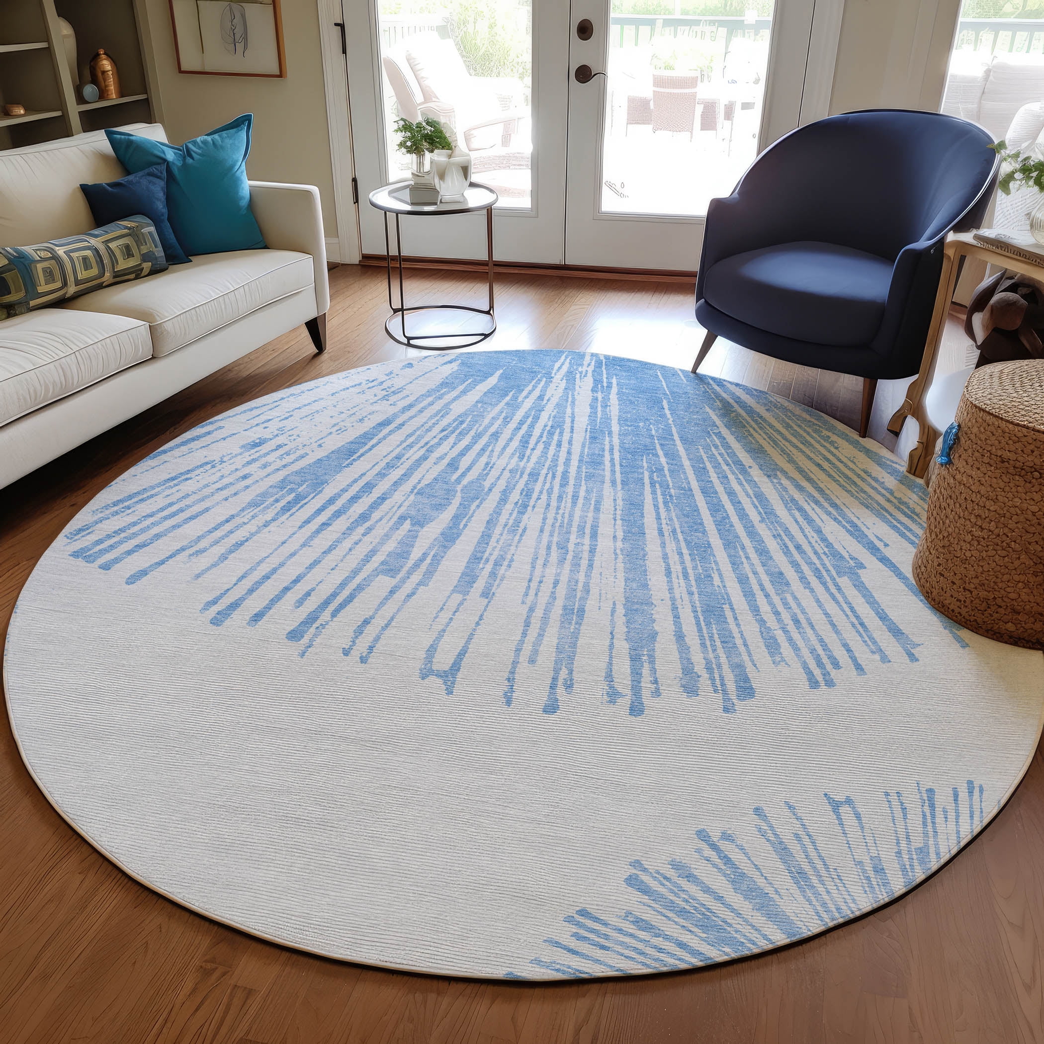 Addison Rugs Chantille Indoor/Outdoor Transitional Circles Denim ...