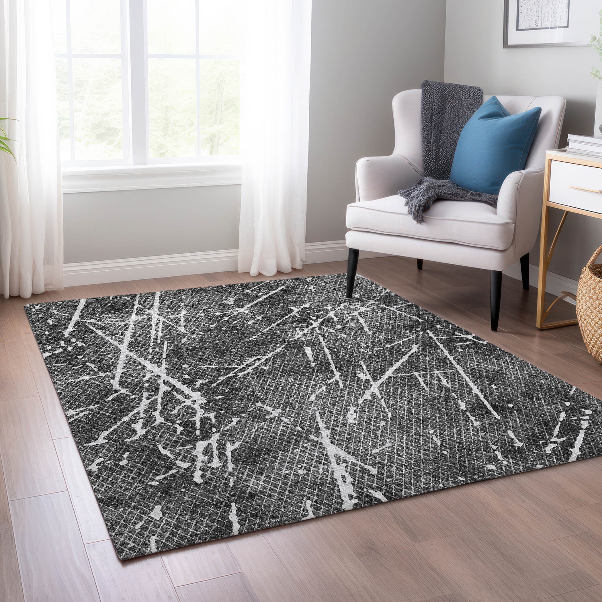 Addison Rugs Chantille Indoor/Outdoor Transitional Lines Charcoal ...