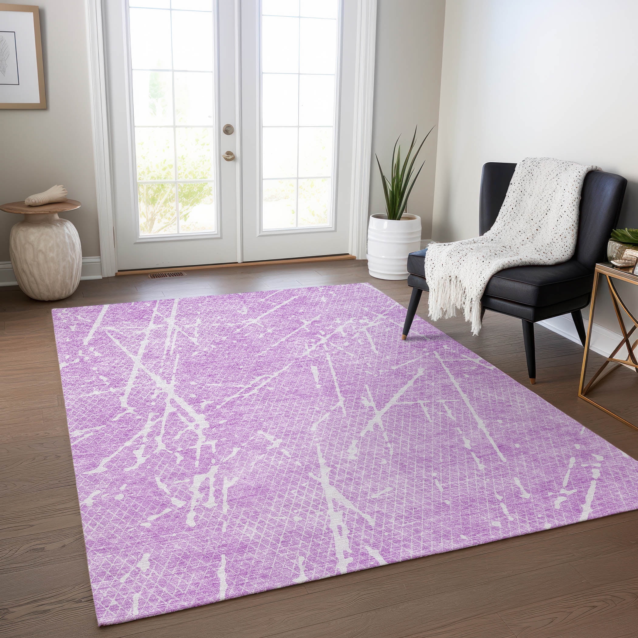 Addison Rugs Chantille Indoor/Outdoor Transitional Lines Lilac Washable ...