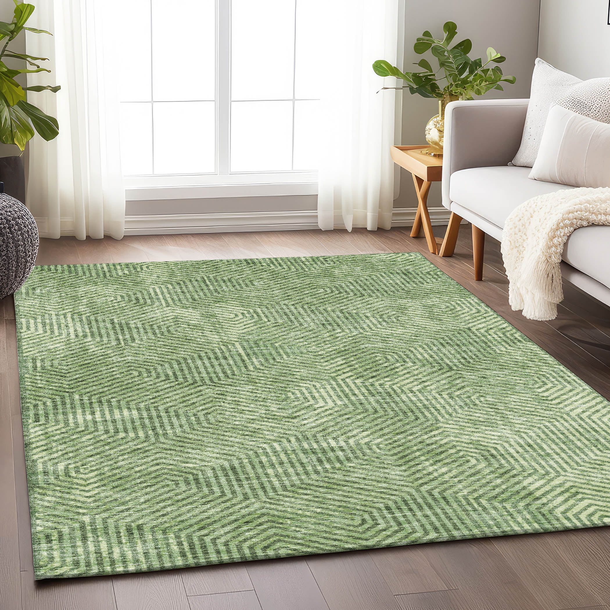 Addison Rugs Chantille Indoor/Outdoor Transitional Geometric Green ...