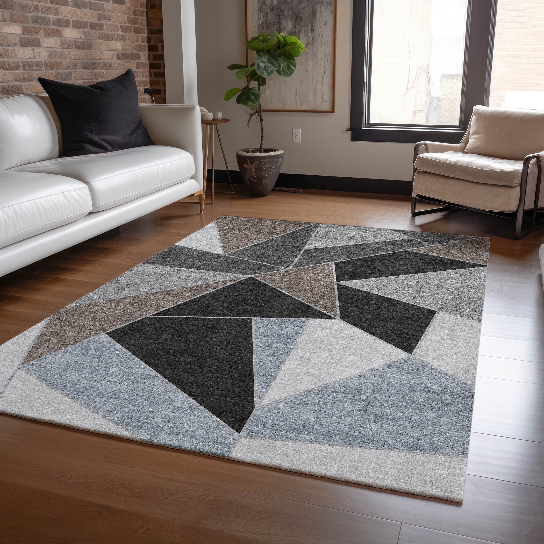 Addison Rugs Chantille Indoor/Outdoor Transitional Geometric Chocolate ...