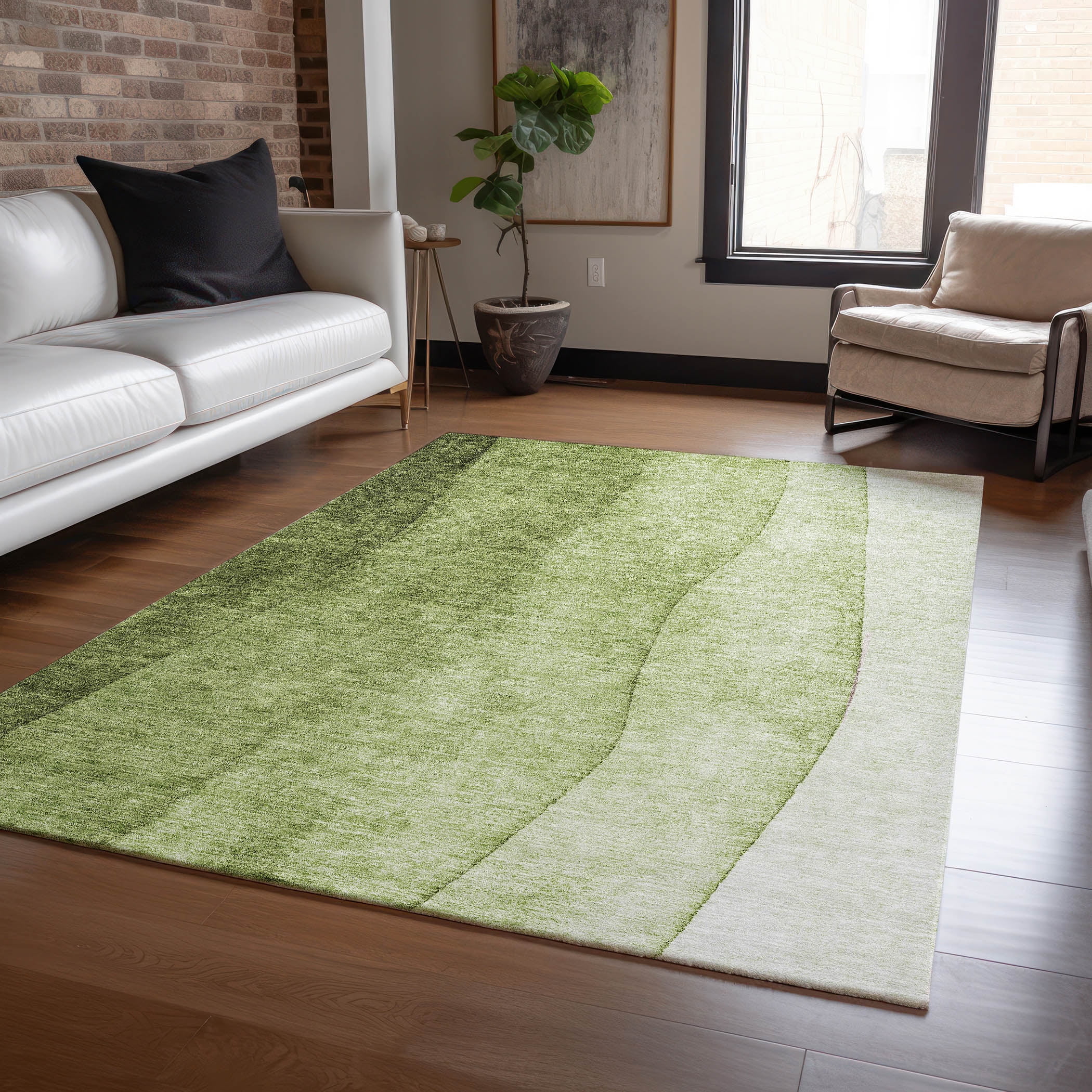 Addison Rugs Chantille Indoor/Outdoor Transitional Ombre Olive Washable ...