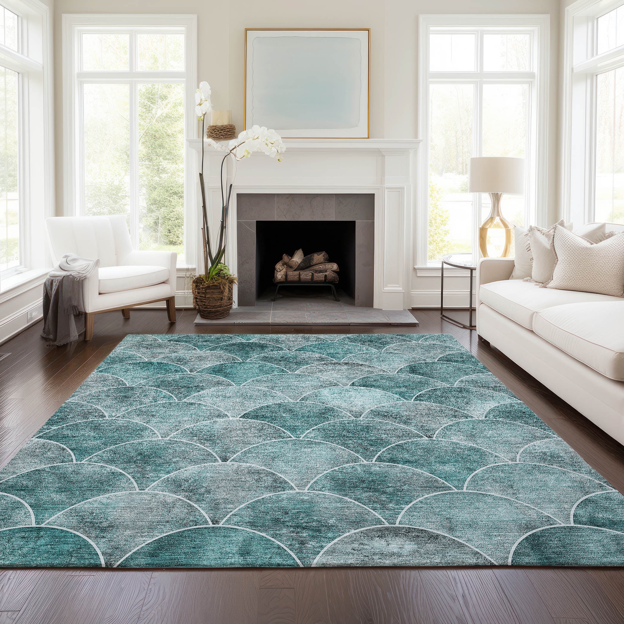 Addison Rugs Chantille Indoor/Outdoor Transitional Modern Teal Washable ...