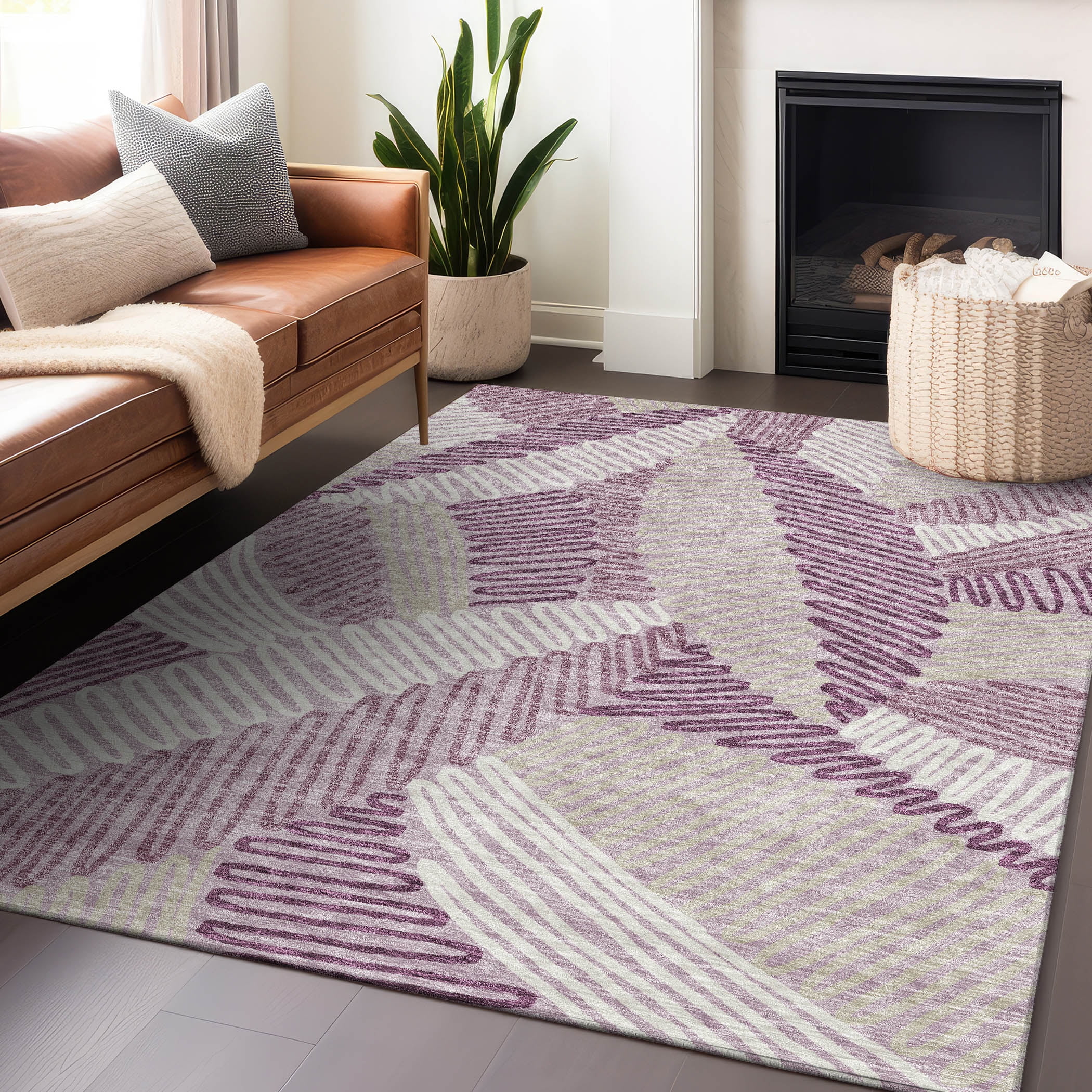 Addison Rugs Chantille Indoor/Outdoor Transitional Floral Lavender ...