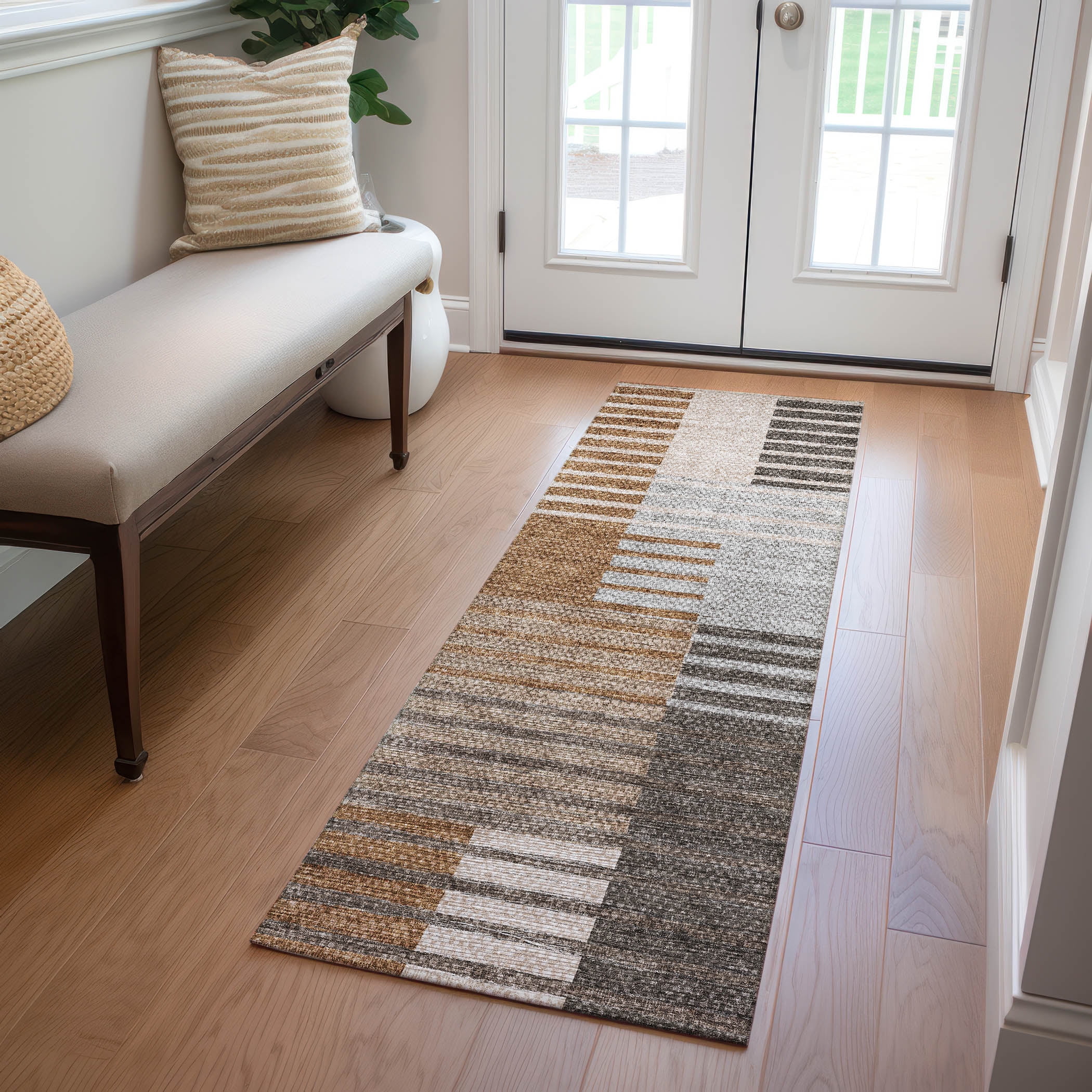 Addison Rugs Chantille Indoor/Outdoor Transitional Striped Paprika ...