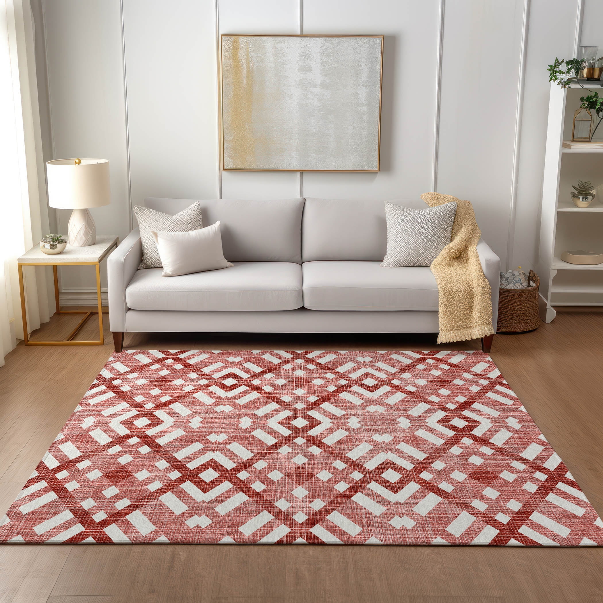 Addison Rugs Chantille Indoor/Outdoor Transitional Geometric Red ...