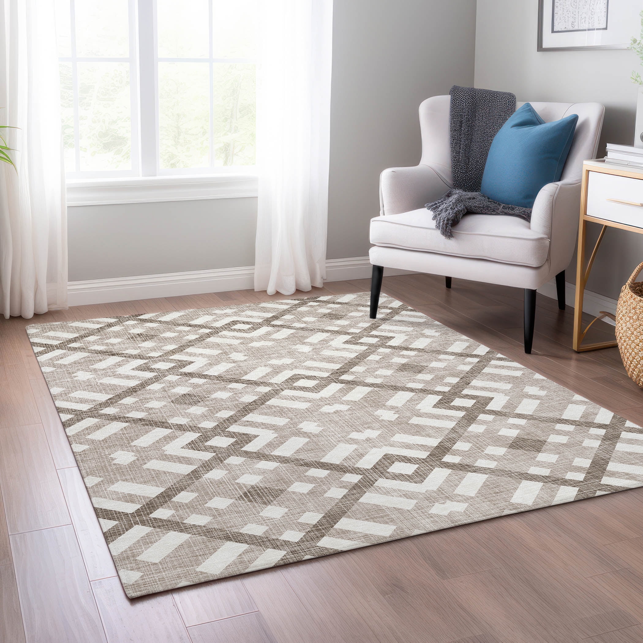 Addison Rugs Chantille Indoor/Outdoor Transitional Geometric Taupe ...