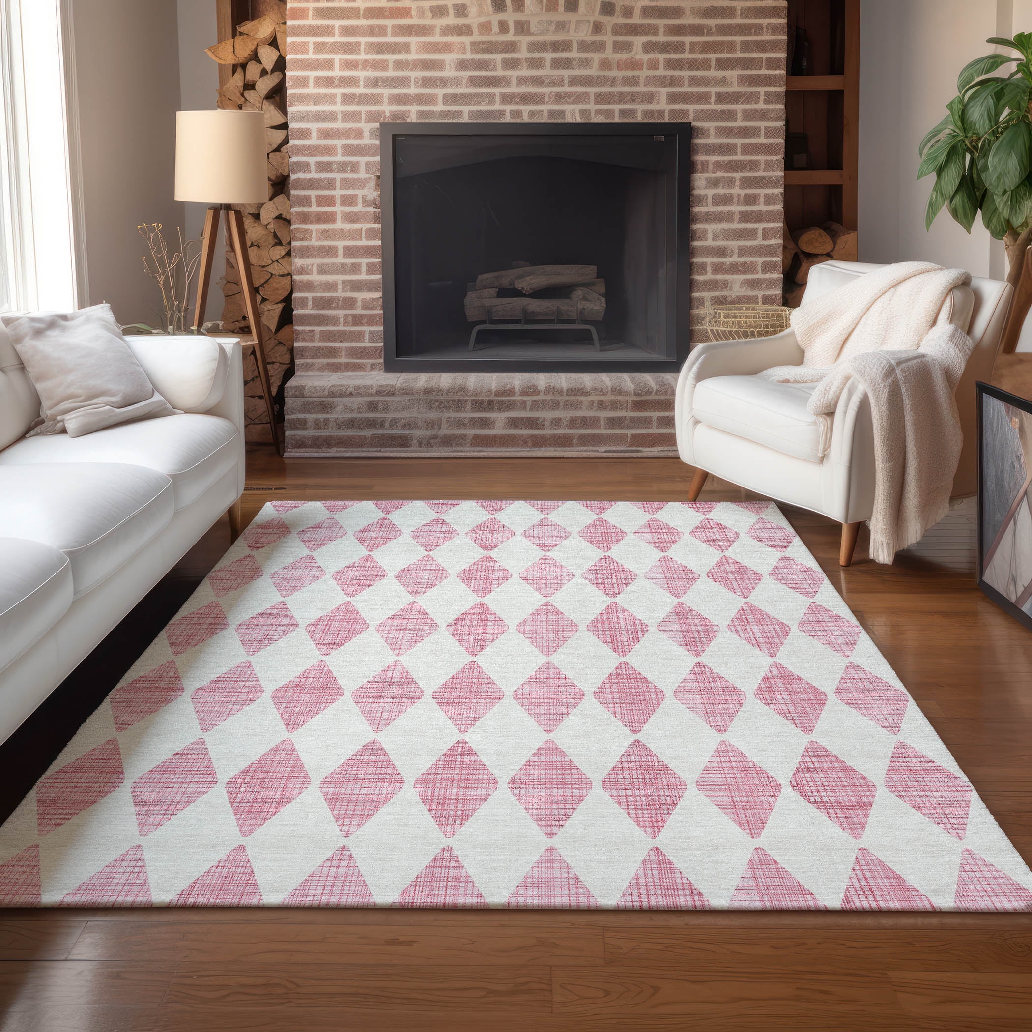 Addison Rugs Chantille Indoor/Outdoor Transitional Diamonds Pink ...