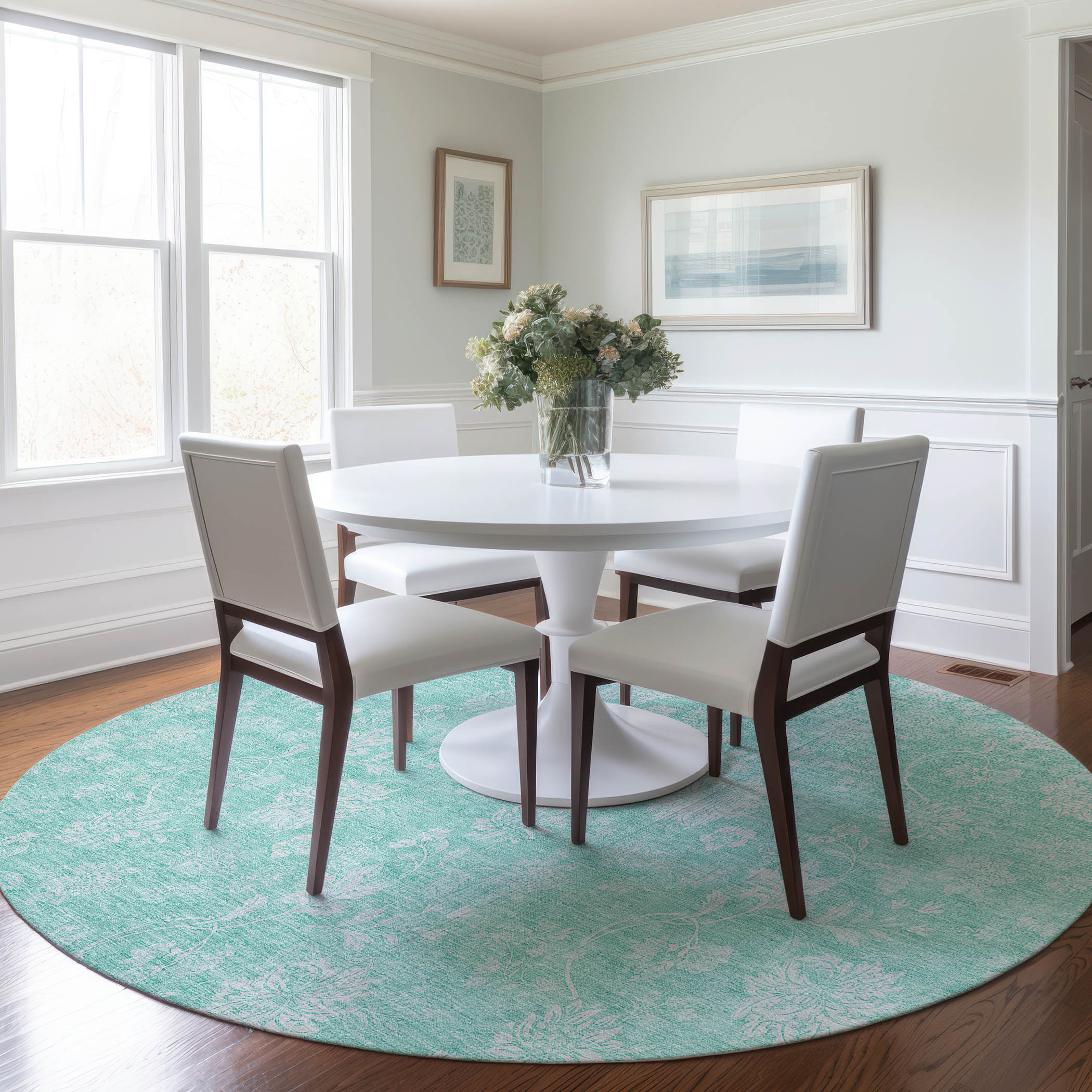 Addison Rugs Chantille Indoor/Outdoor Transitional Floral Aqua Washable ...