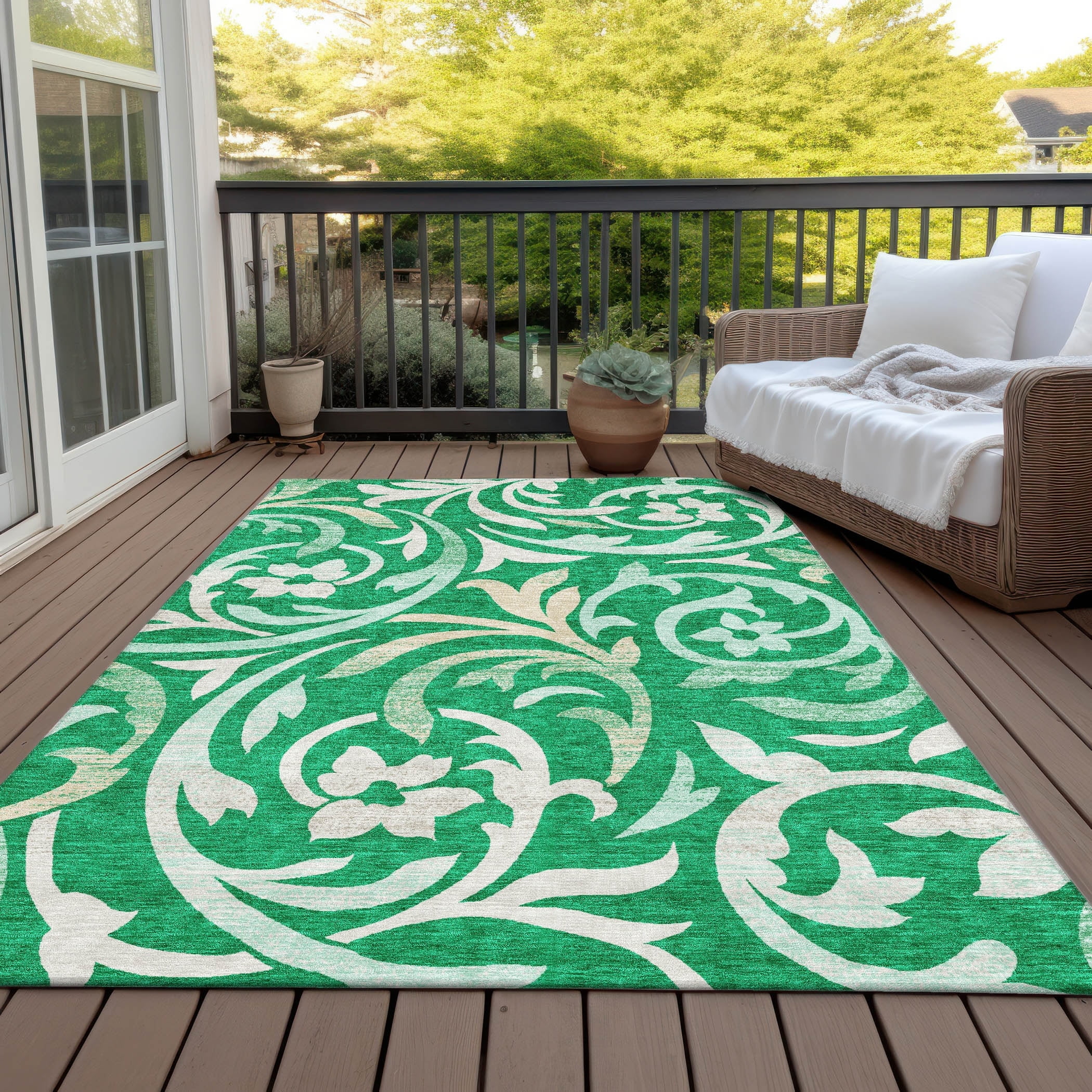 Addison Rugs Machine Washable Indoor/ Outdoor Chantille Floral Scroll ...