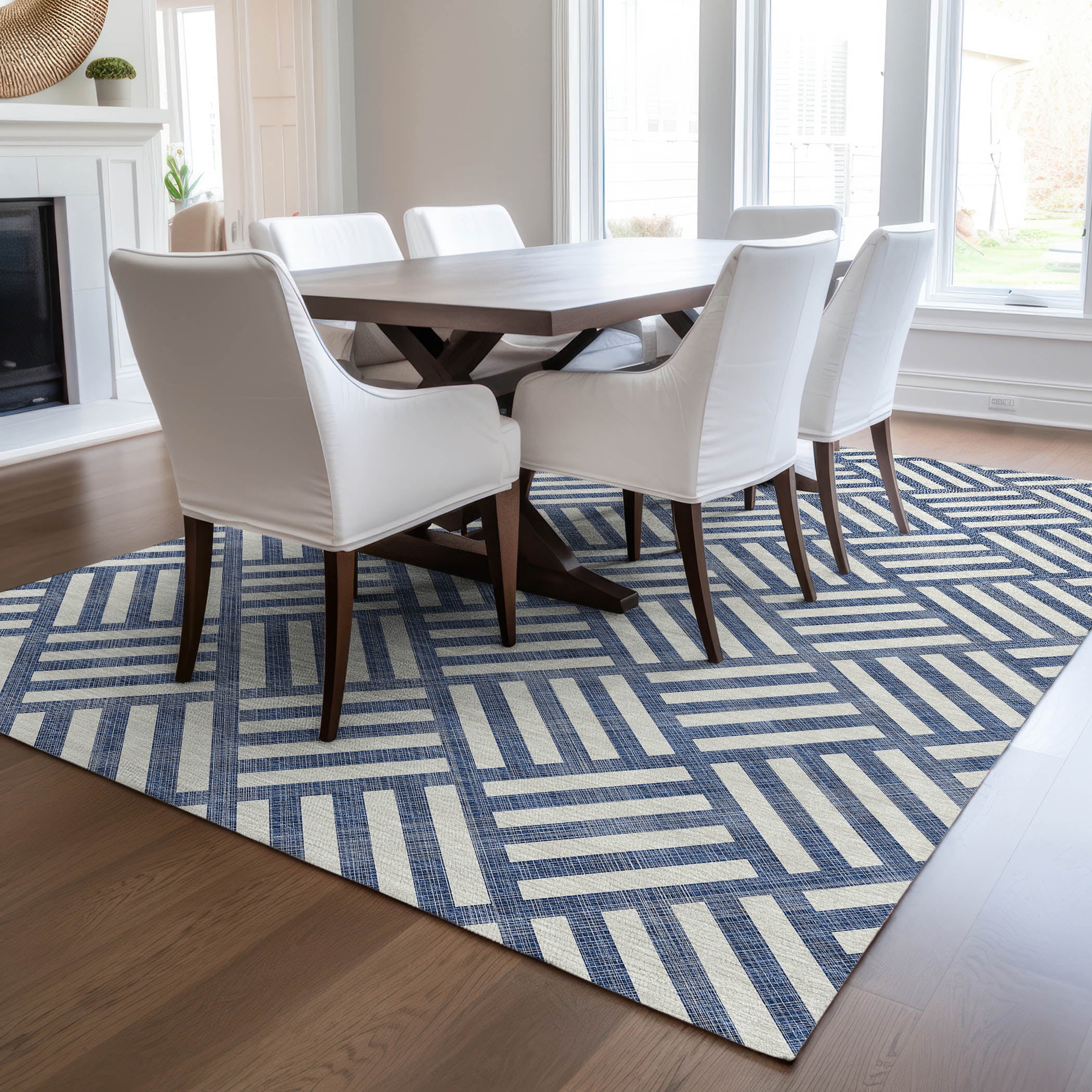Addison Rugs Chantille Indoor/Outdoor Transitional Squares Navy ...