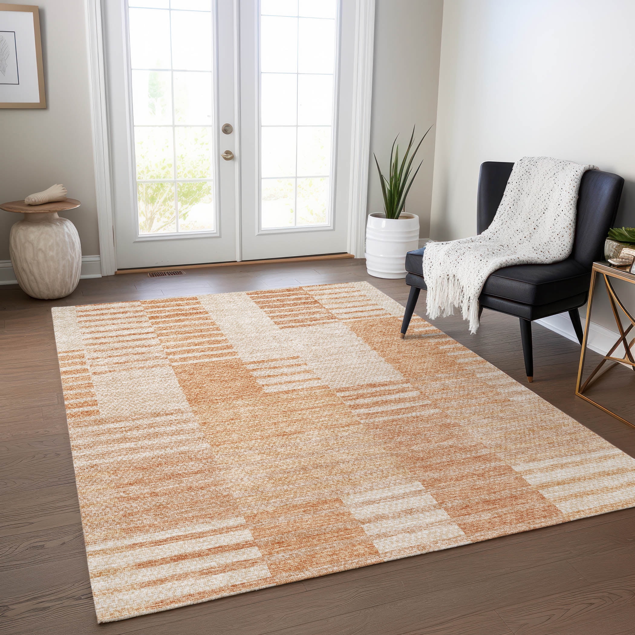 Addison Rugs Chantille Indoor/Outdoor Transitional Striped Salmon ...