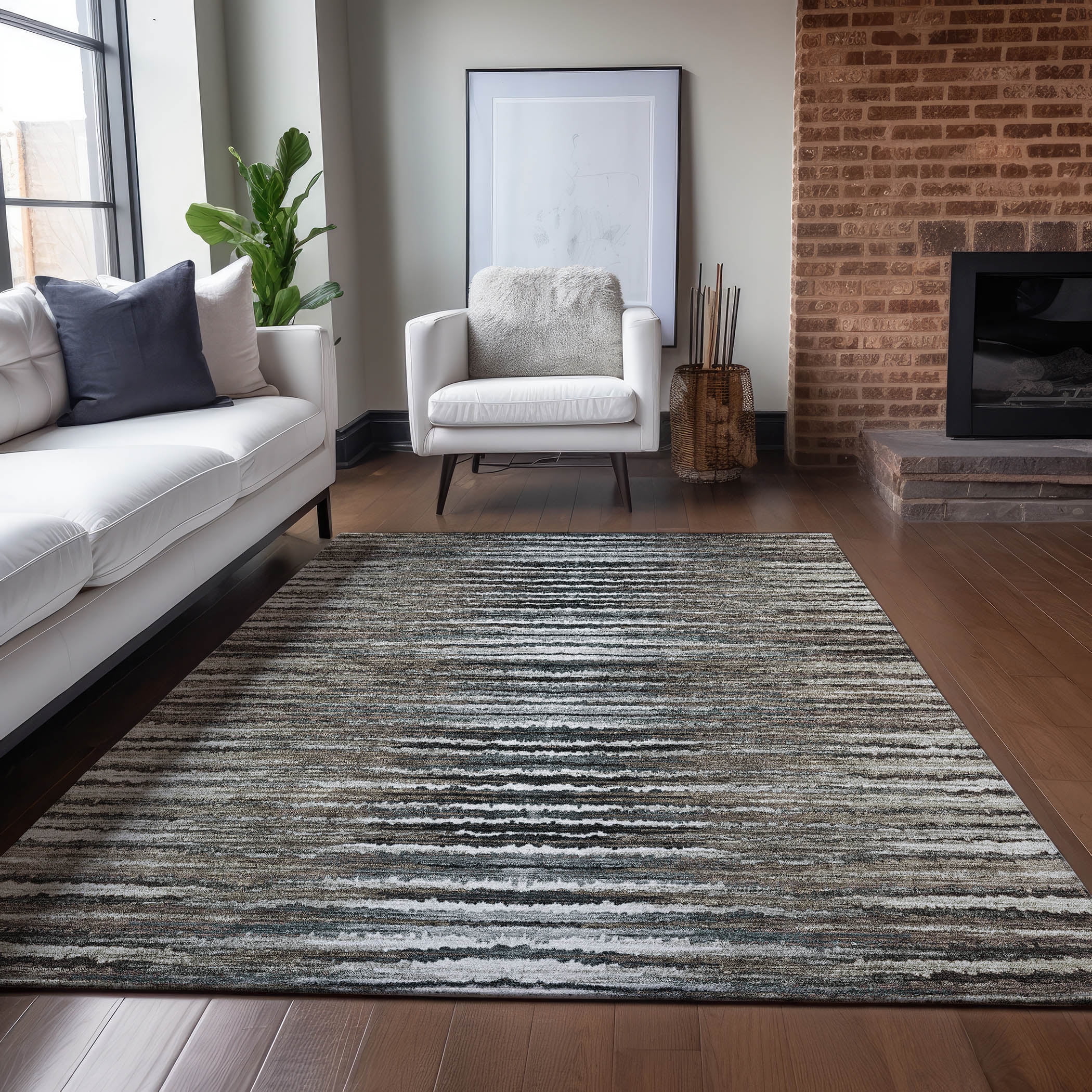 Addison Rugs Chantille Indoor/Outdoor Traditional Stripes Brown ...
