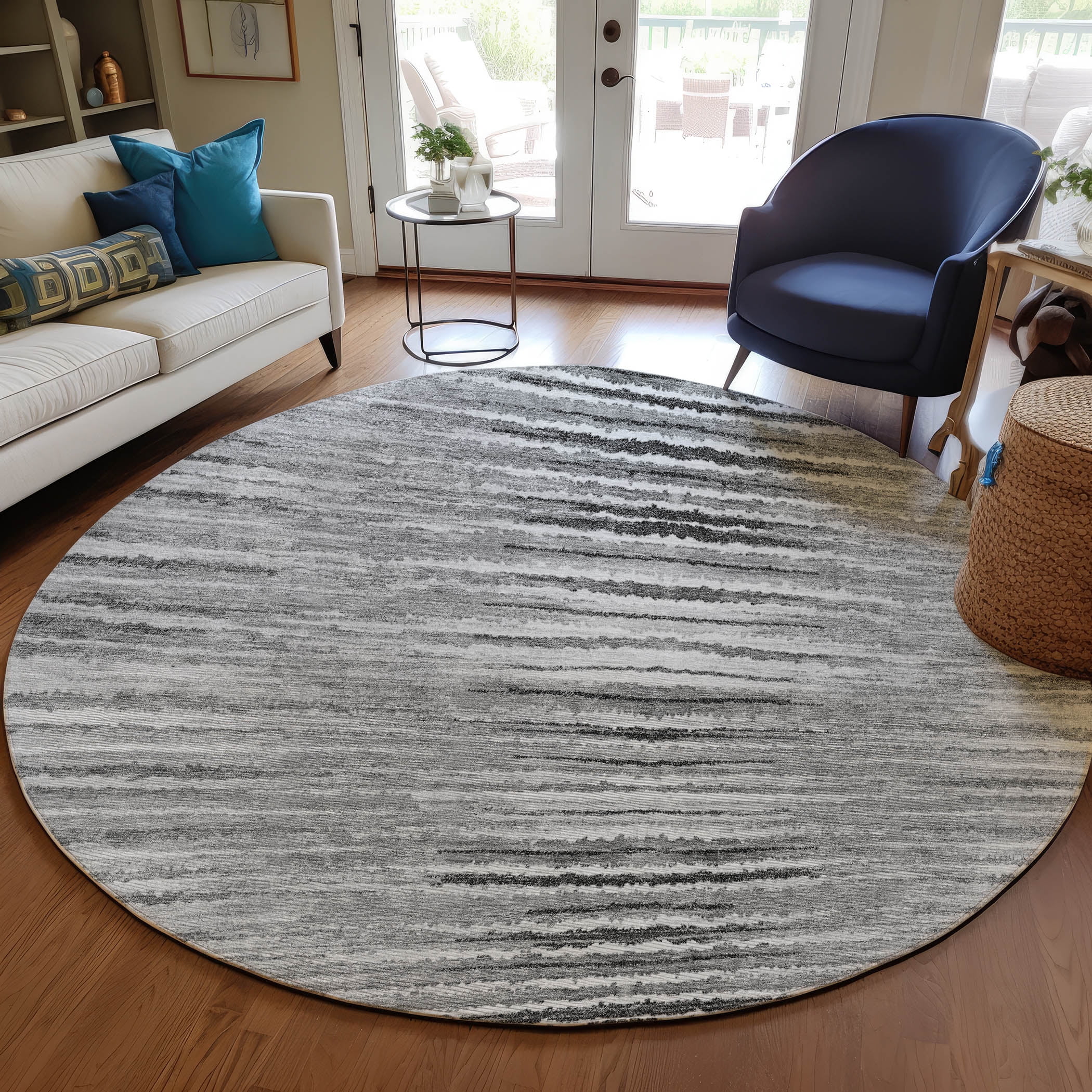 Addison Rugs Chantille Indoor/Outdoor Traditional Stripes Silver ...