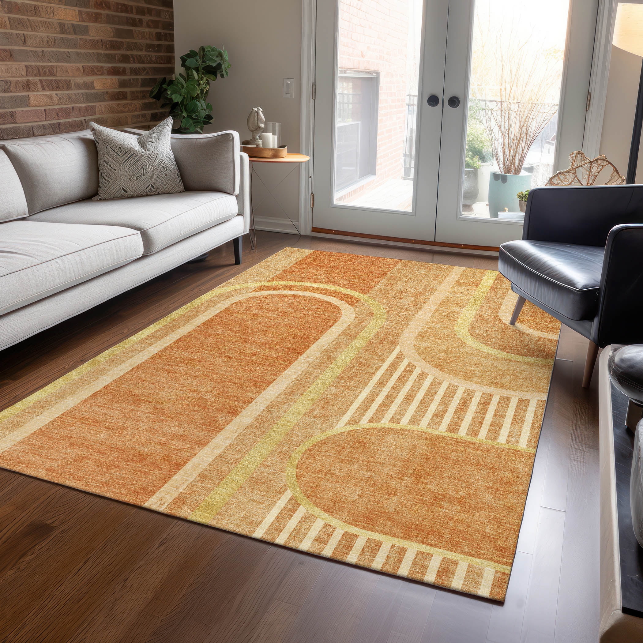 Addison Rugs Chantille Indoor/Outdoor Transitional Art Deco Terracotta ...
