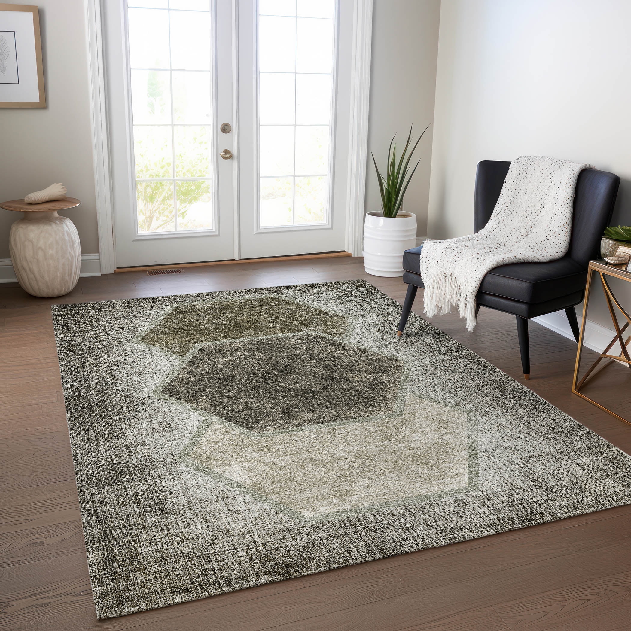 Addison Rugs Chantille Indoor/Outdoor Transitional Geometric Taupe ...