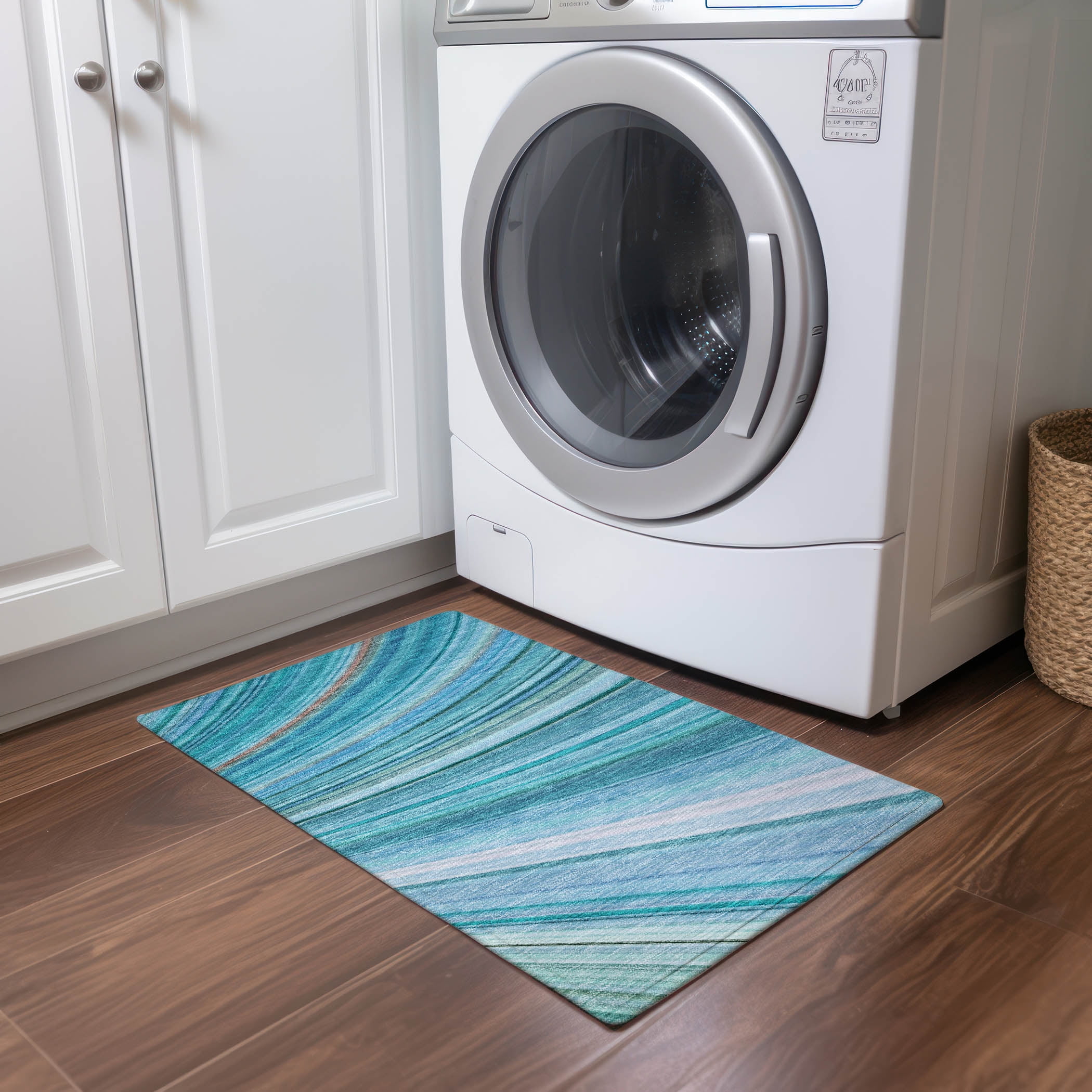 Addison Rugs Chantille Indoor/Outdoor Transitional Waves Teal Washable ...