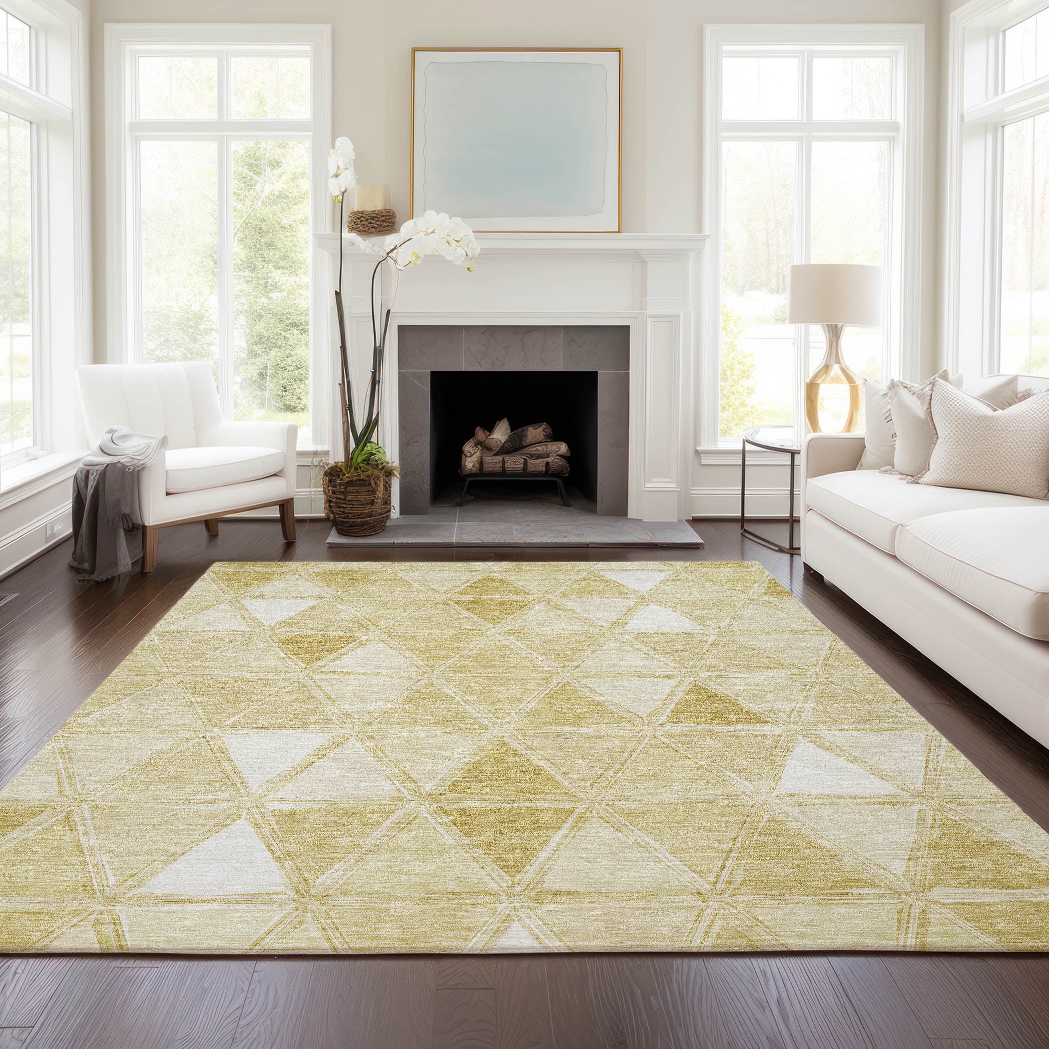 Addison Rugs Chantille Indoor/Outdoor Transitional Geometric Gold ...