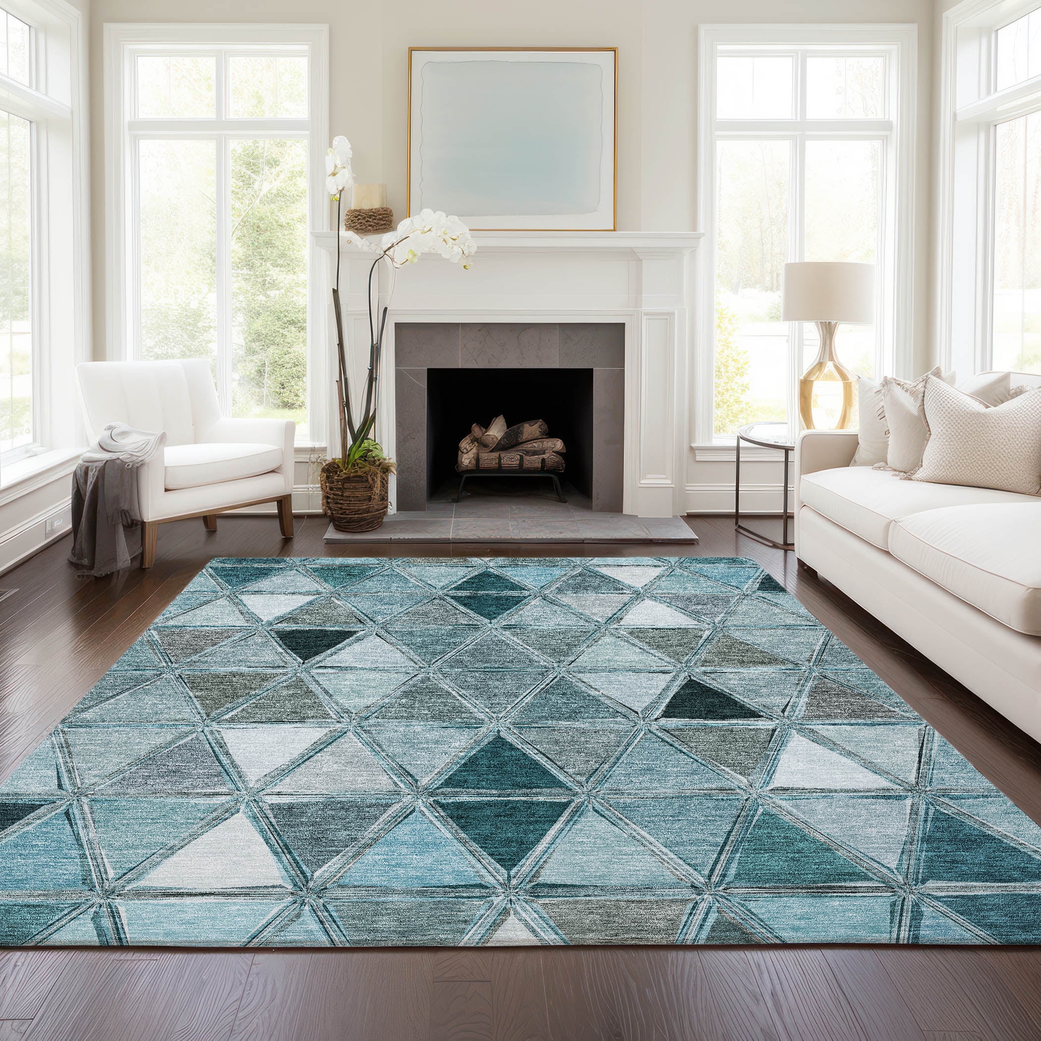 Addison Rugs Chantille Indoor/Outdoor Transitional Geometric Teal ...