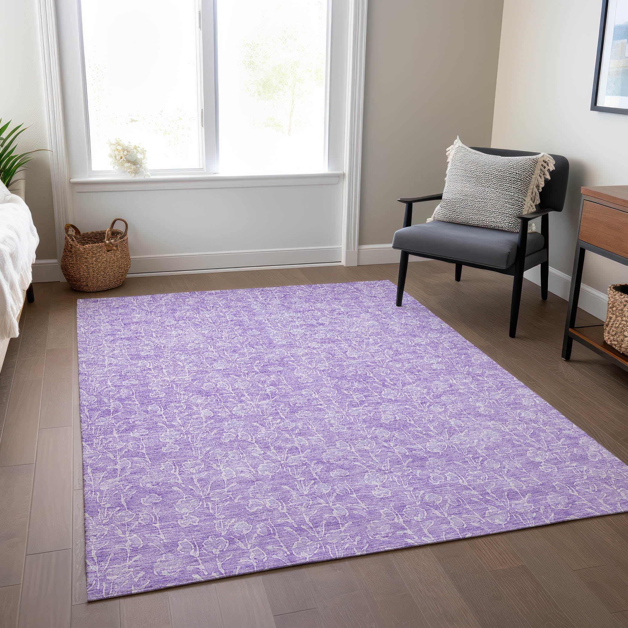 Addison Rugs Chantille Indoor/Outdoor Transitional Floral Lilac ...