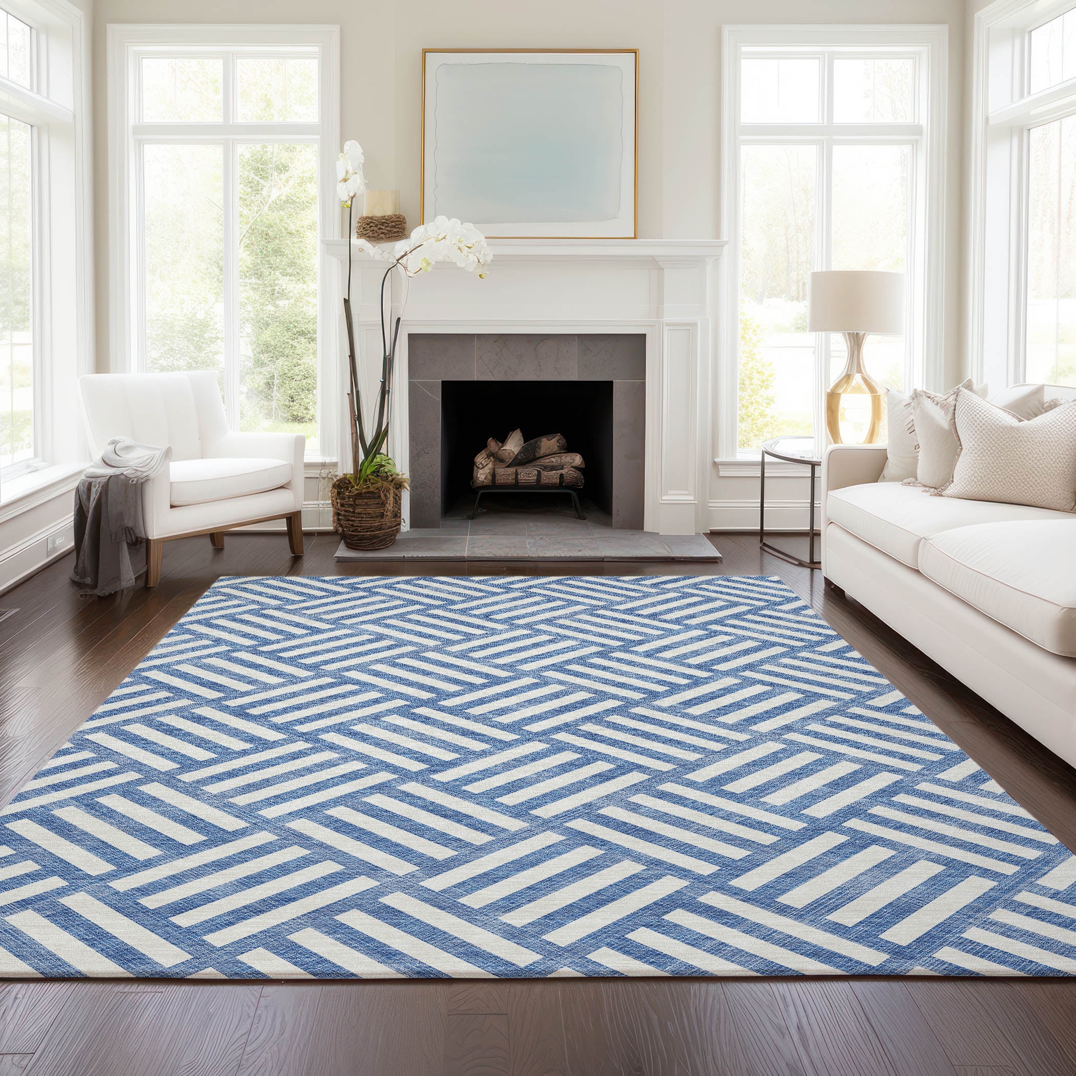 Addison Rugs Chantille Indoor/Outdoor Transitional Squares Blue ...
