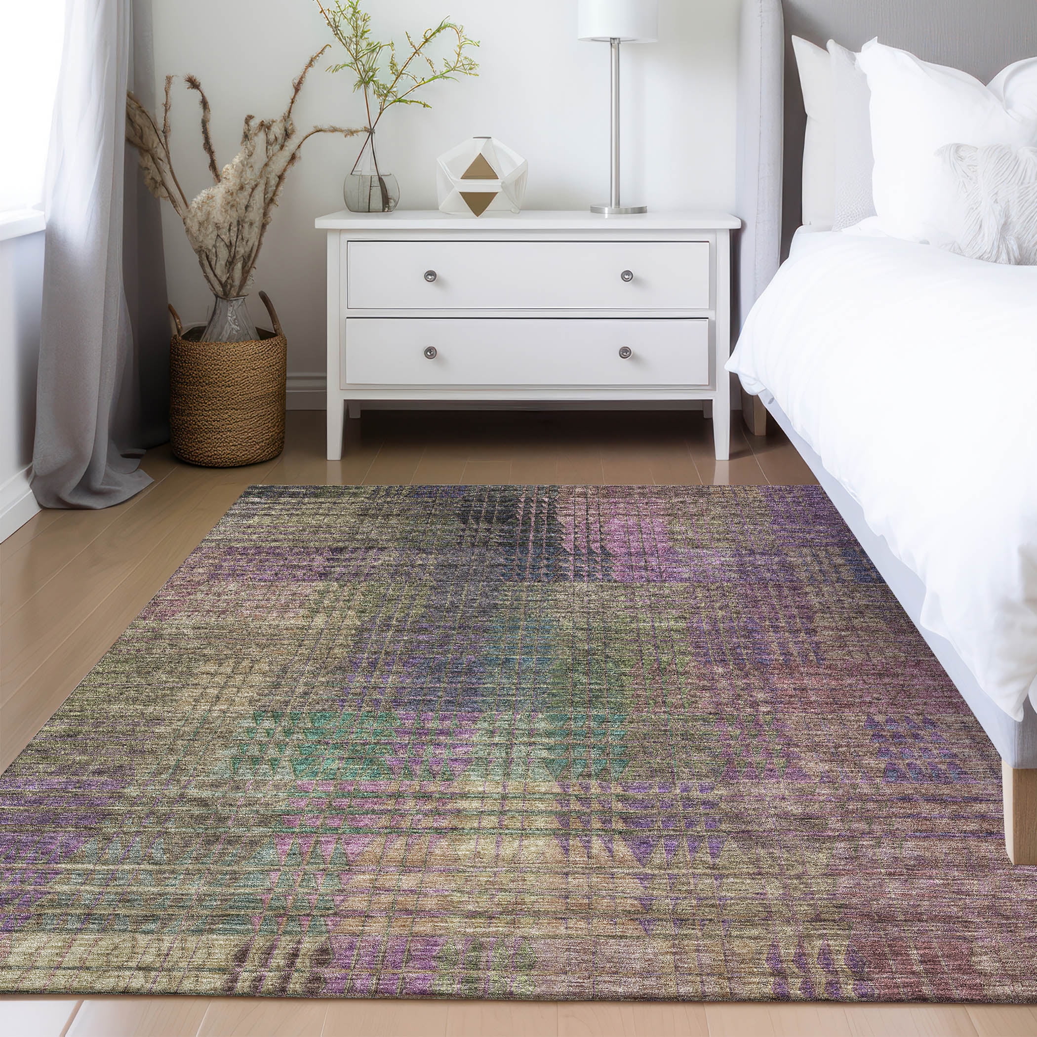 Addison Rugs Chantille Indoor/Outdoor Transitional Triangles Plum ...