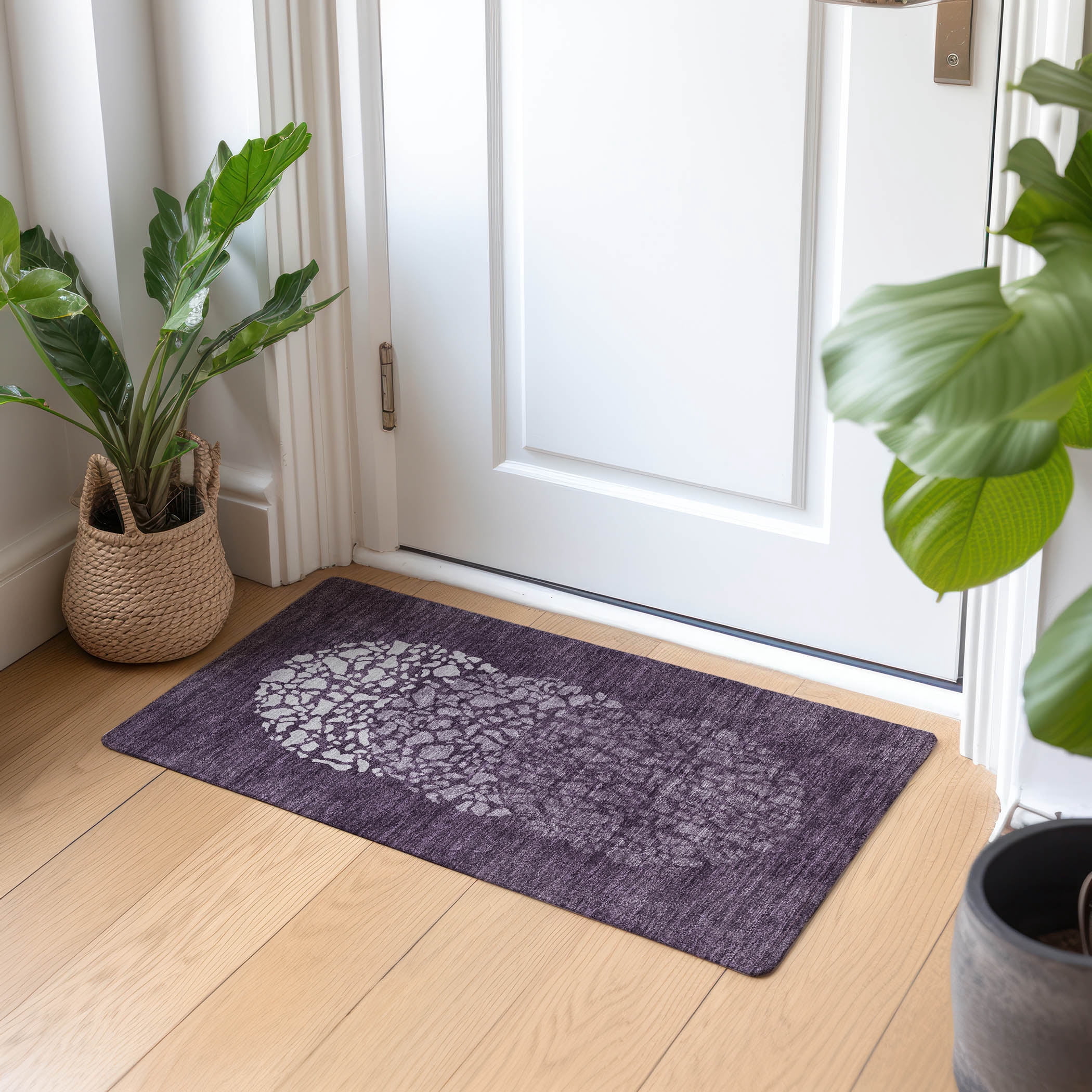 Addison Rugs Chantille Indoor/Outdoor Transitional Circles Eggplant ...
