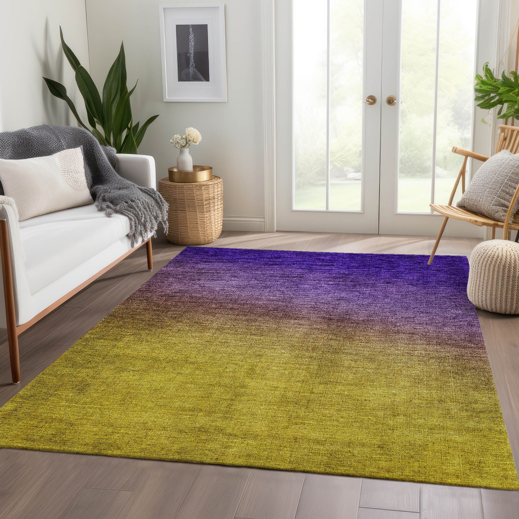 Addison Rugs Chantille Indoor/Outdoor Solid Ombre Purple Washable ...