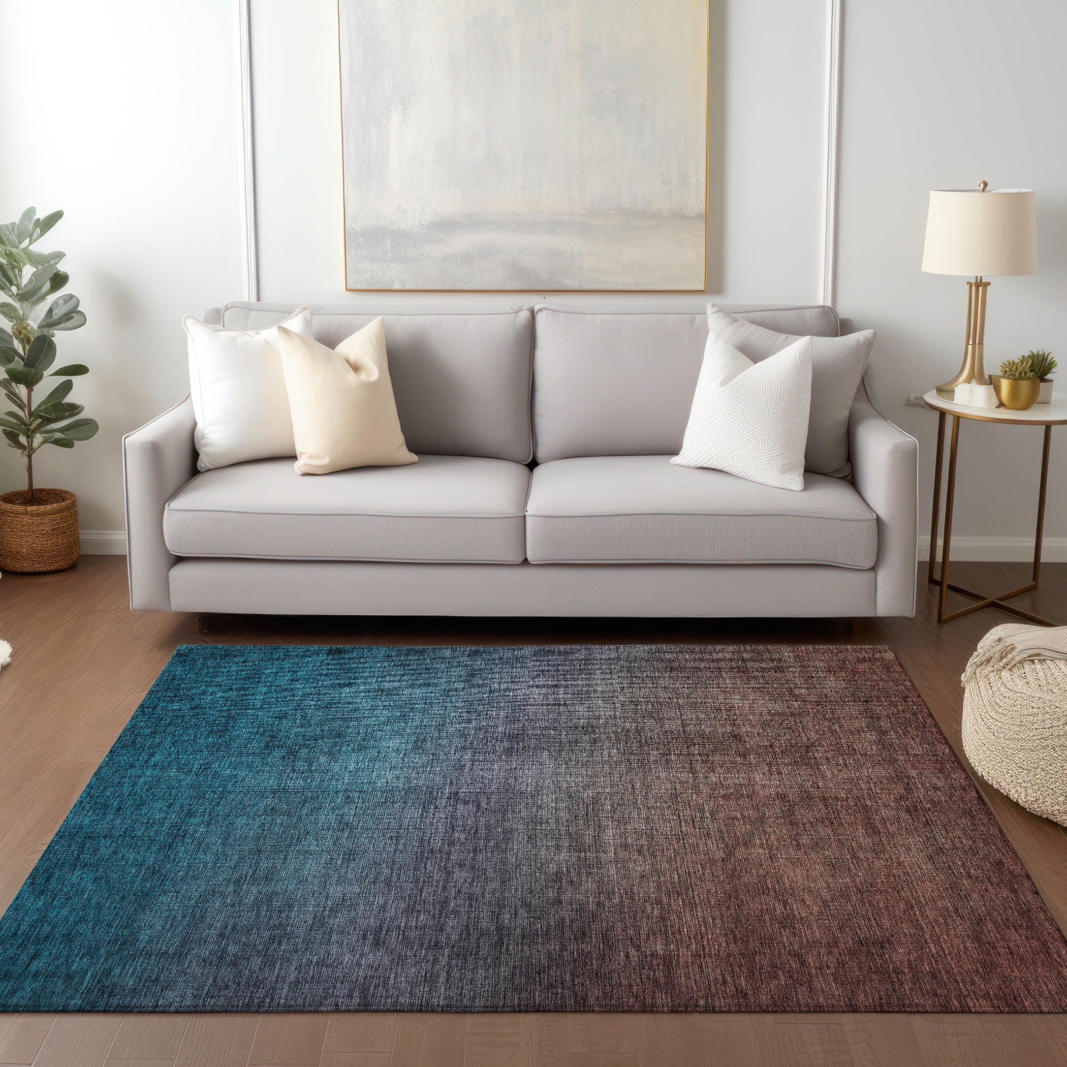 Addison Rugs Chantille Indoor/Outdoor Solid Ombre Teal Washable ...