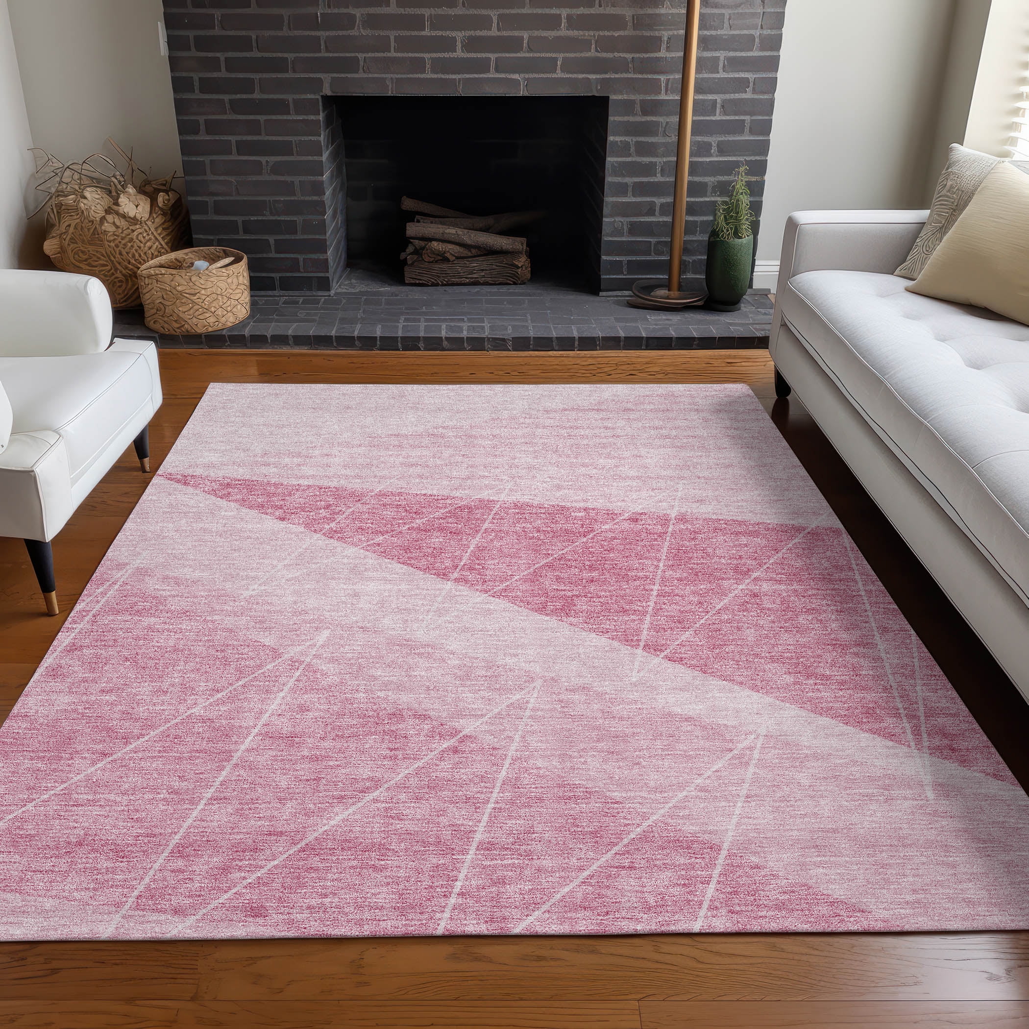 Addison Rugs Chantille Indoor/Outdoor Transitional Modern Pink Washable ...