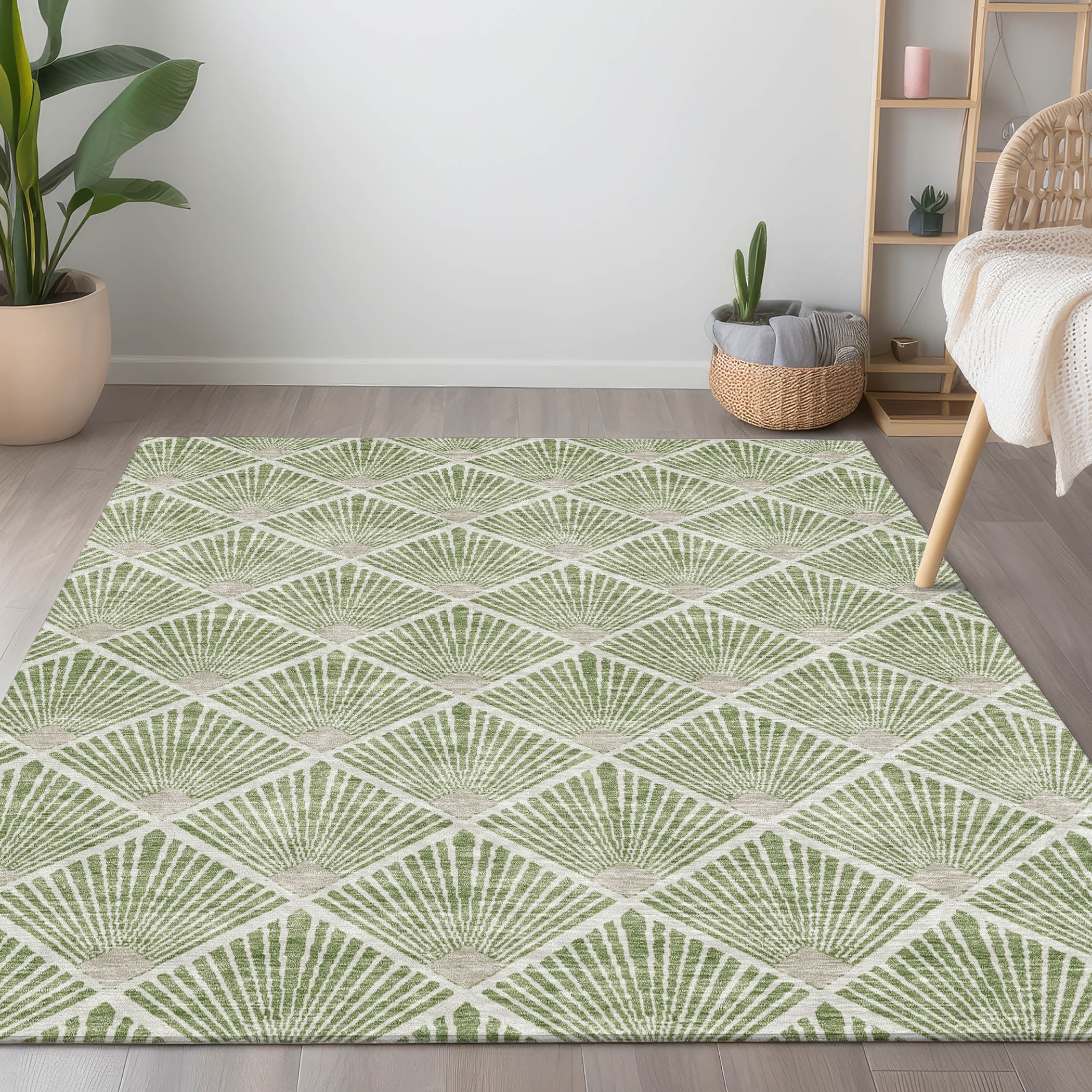 Addison Rugs Chantille Indoor/Outdoor Transitional Diamonds Green Washable Rectangle Rug, 2'6" x ...